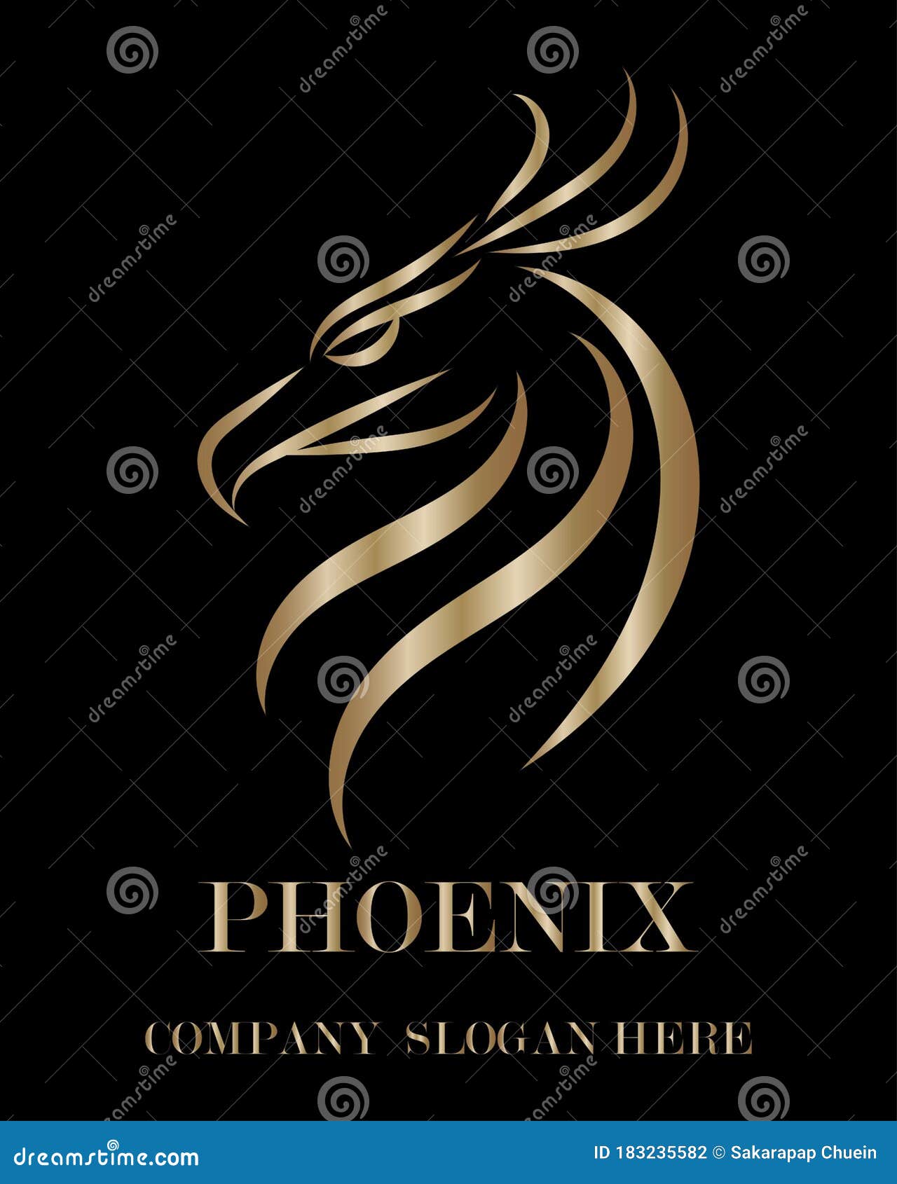 Gold Vector Logo of Phoenix Head Eps 10 Stock Vector - Illustration of ...
