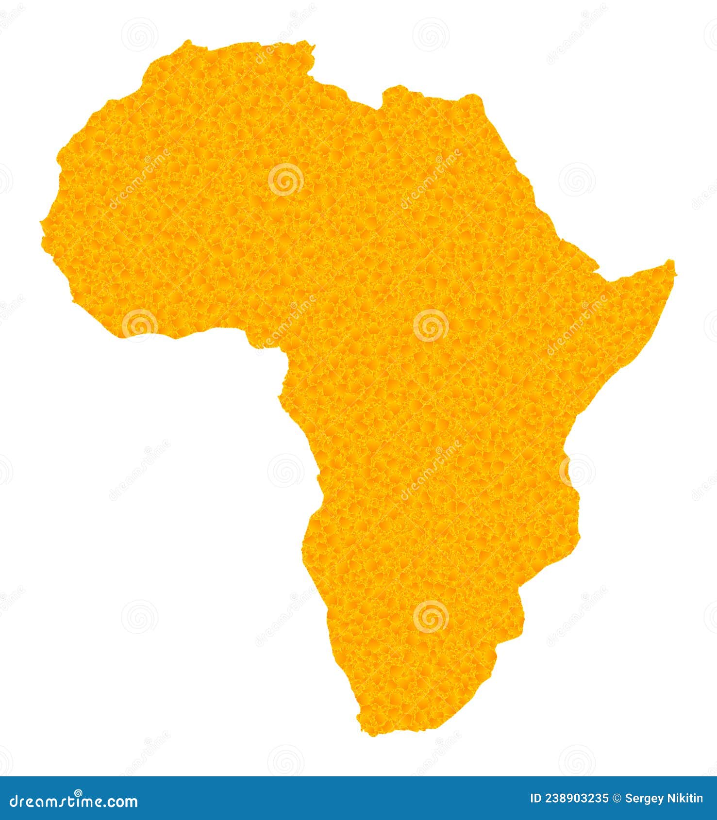Gold Vector Map of Africa stock vector. Illustration of scheme - 238903235