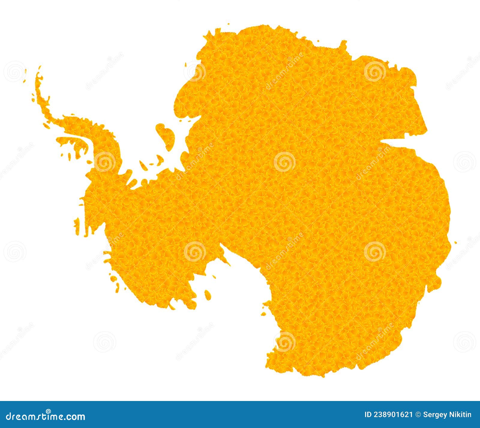Gold Dot Antarctica Map Cartoon Vector | CartoonDealer.com #119055529