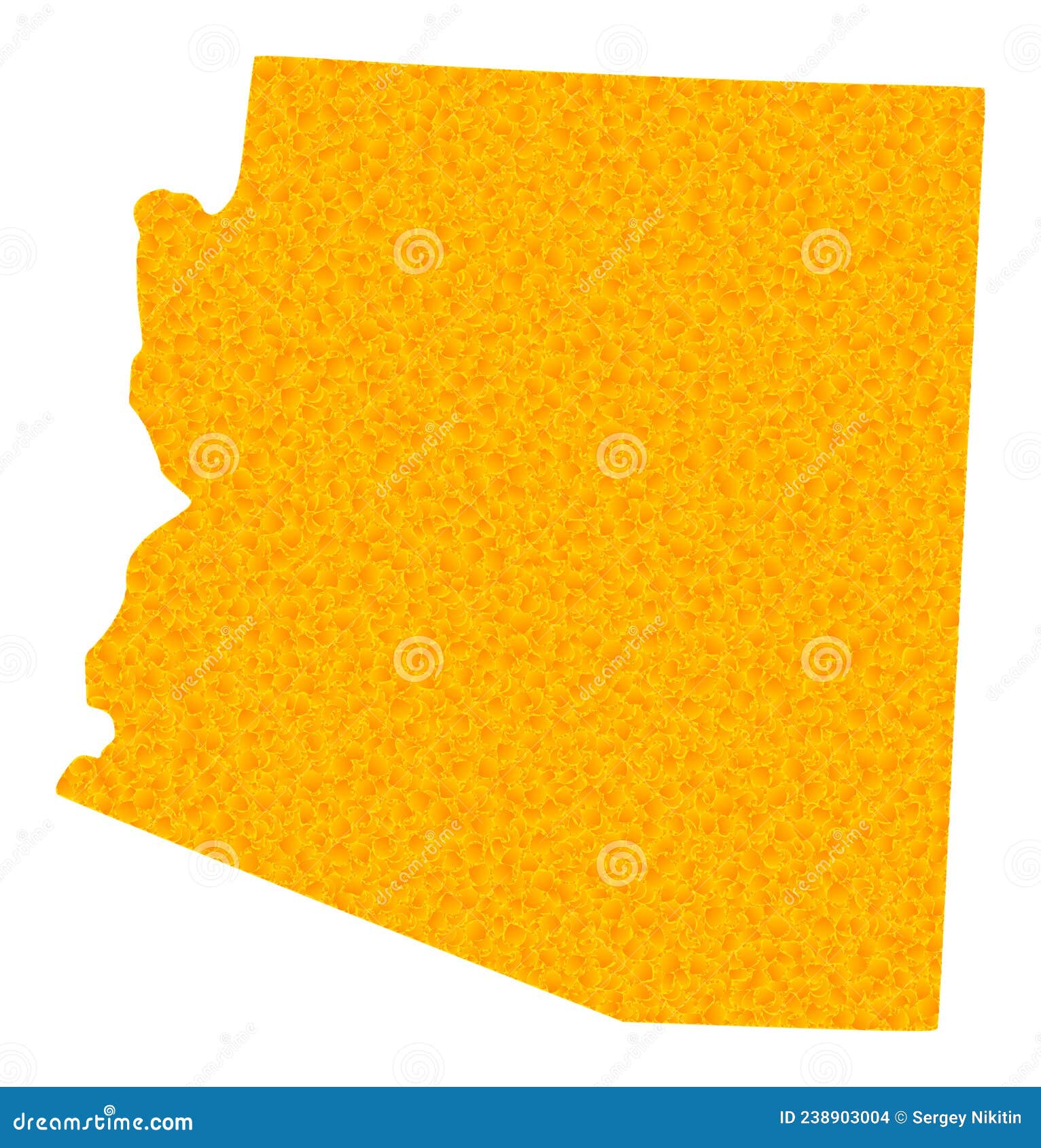 Gold Vector Map of Arizona State Stock Vector - Illustration of ...