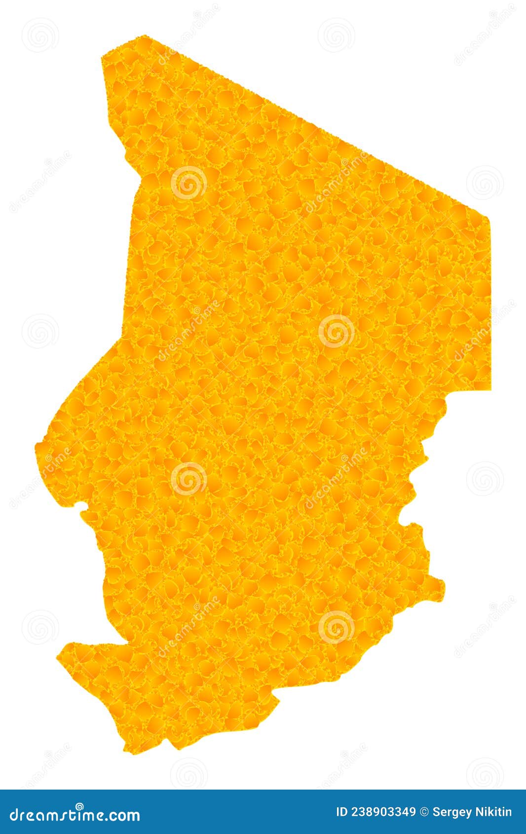 Gold Vector Map of Chad stock vector. Illustration of golden - 238903349