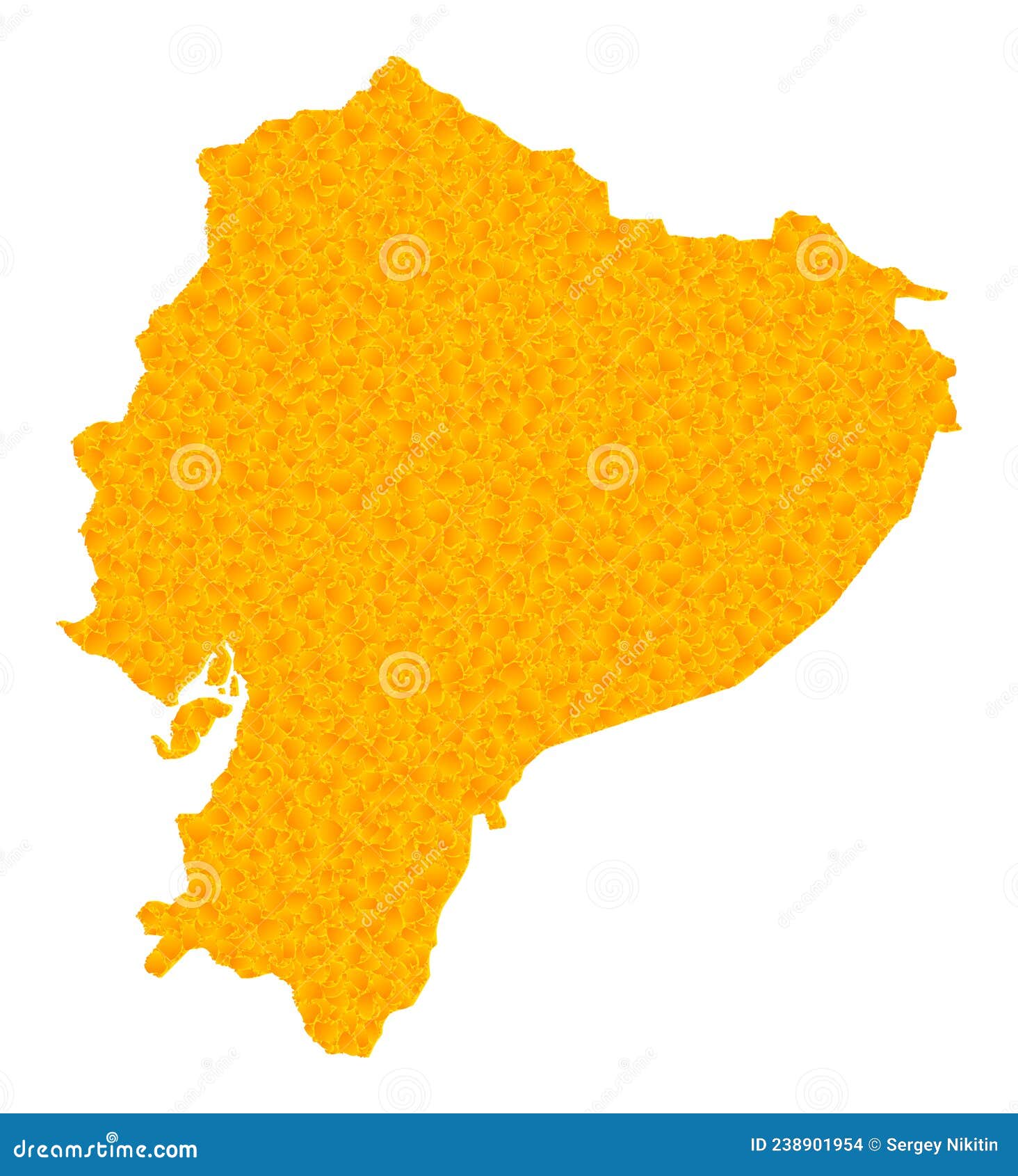 Gold Vector Map of Ecuador stock vector. Illustration of national ...