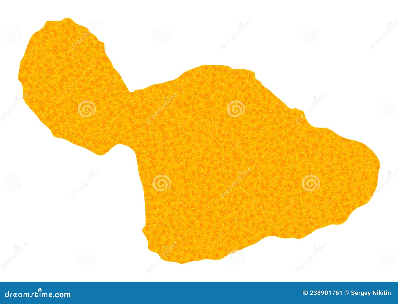 Gold Vector Map of Maui Island Stock Vector - Illustration of mosaic ...