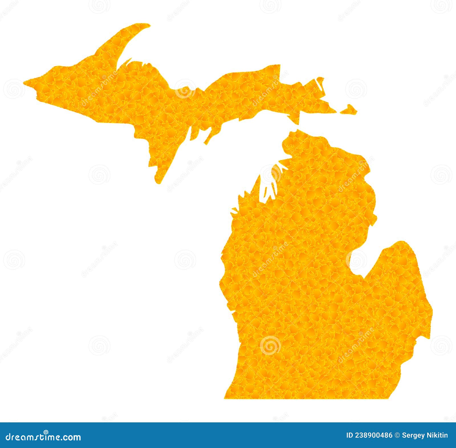 Gold Vector Map of Michigan State Stock Vector - Illustration of region ...