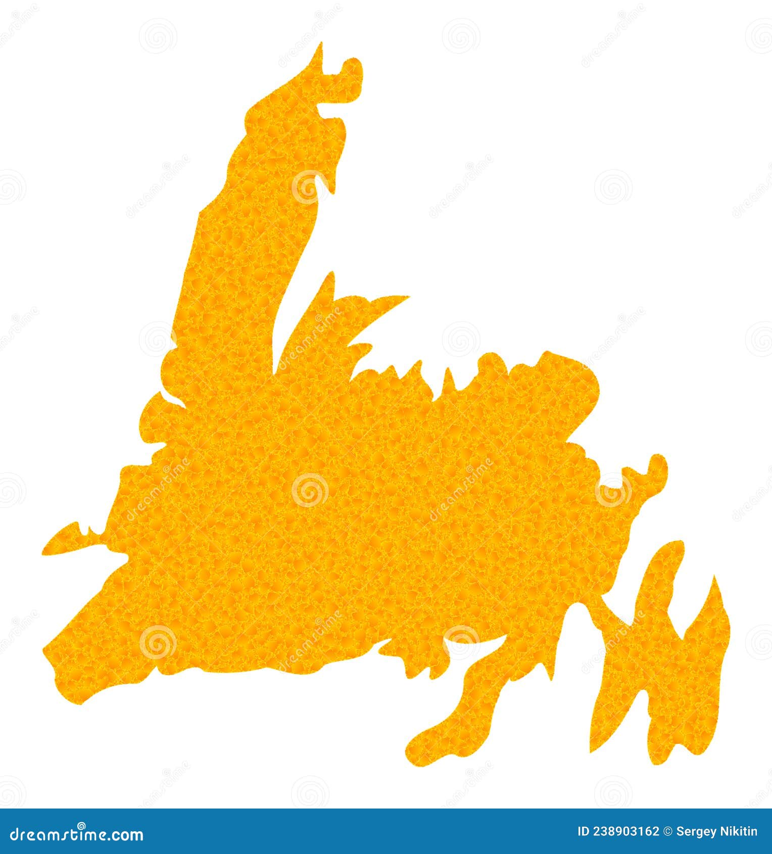 Gold Vector Map of Newfoundland Island Stock Vector - Illustration of ...