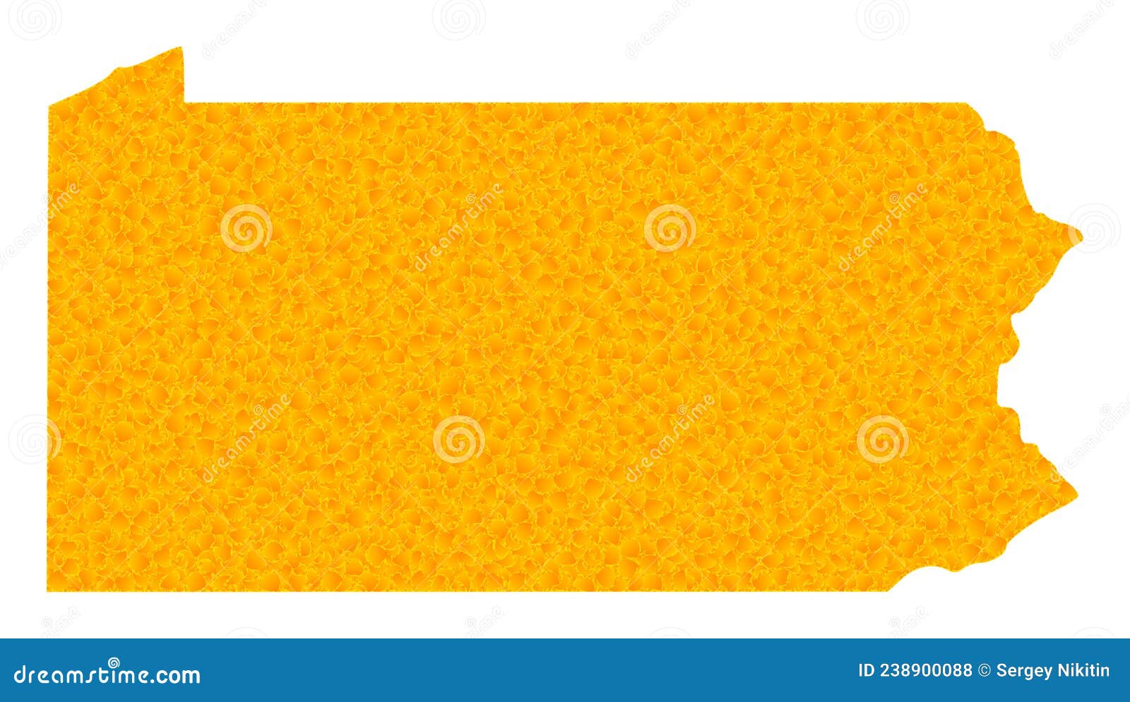 Gold Vector Map of Pennsylvania State Stock Vector - Illustration of ...