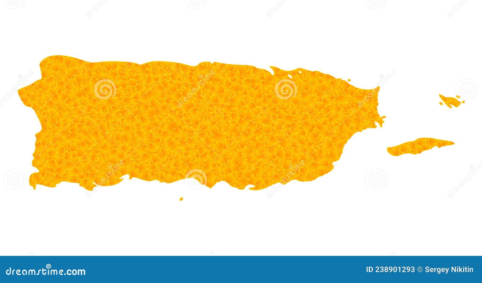 Gold Vector Map of Puerto Rico Stock Vector - Illustration of regional ...