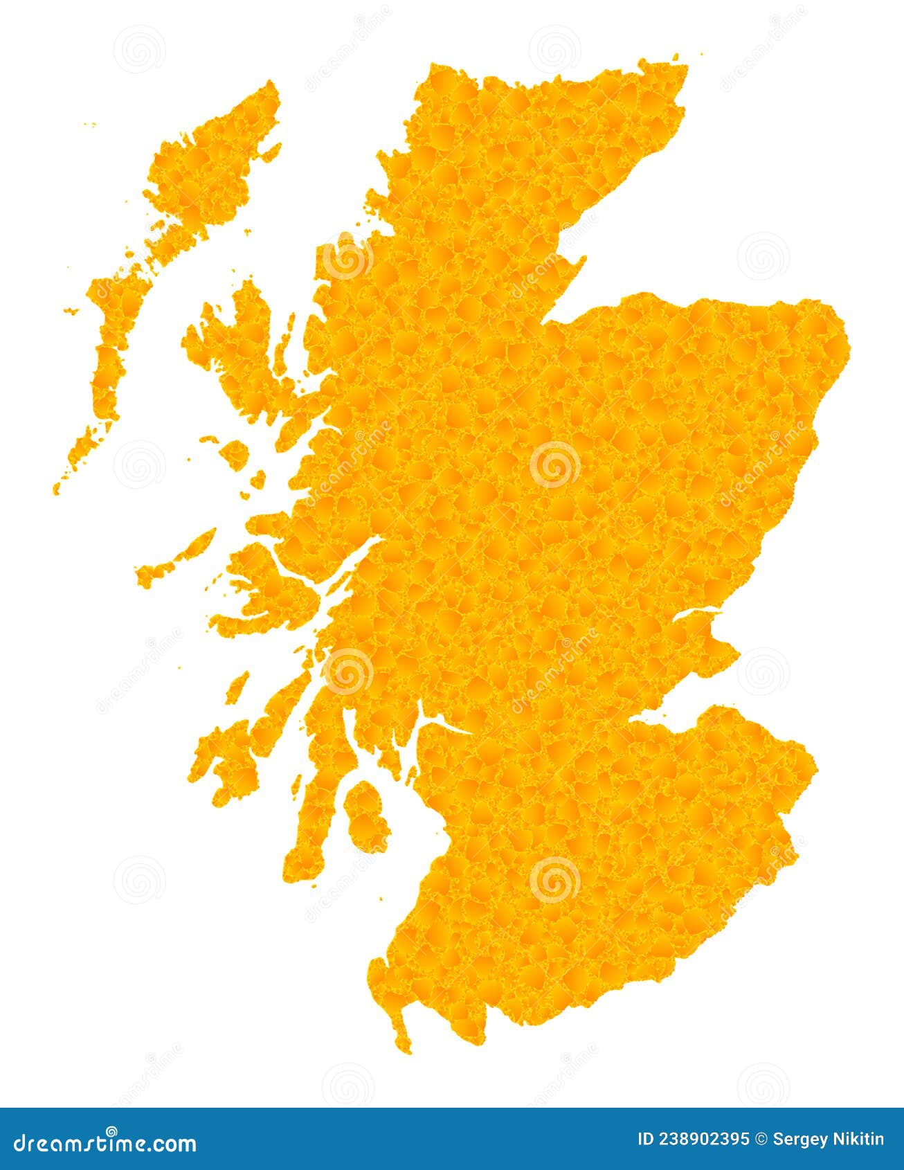 Gold Vector Map of Scotland Stock Vector - Illustration of british ...