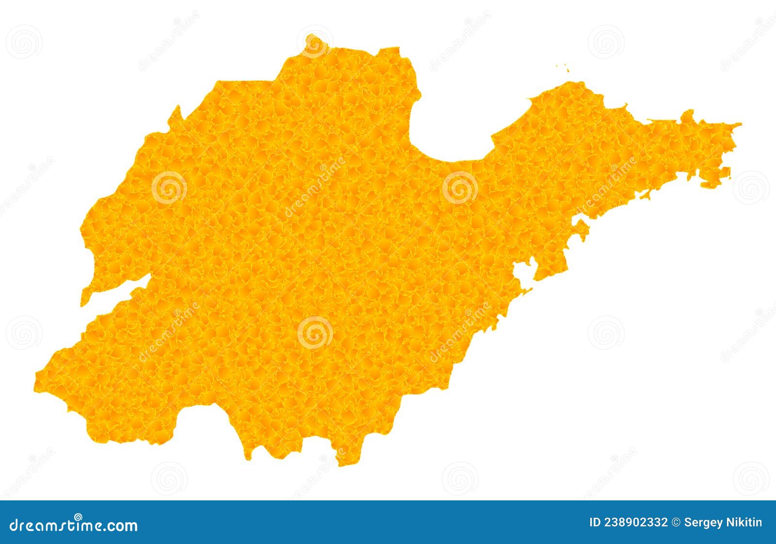 Gold Vector Map of Shandong Province Stock Vector - Illustration of ...