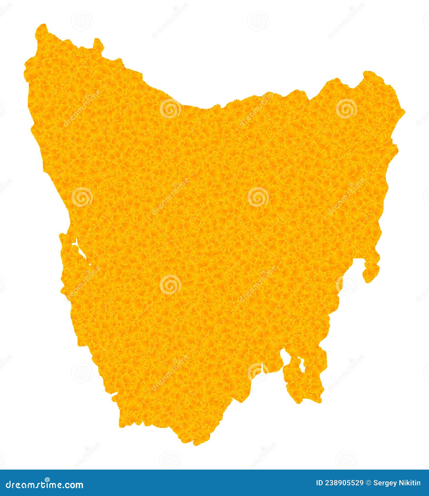 Gold Vector Map of Tasmania Island Stock Vector - Illustration of ...