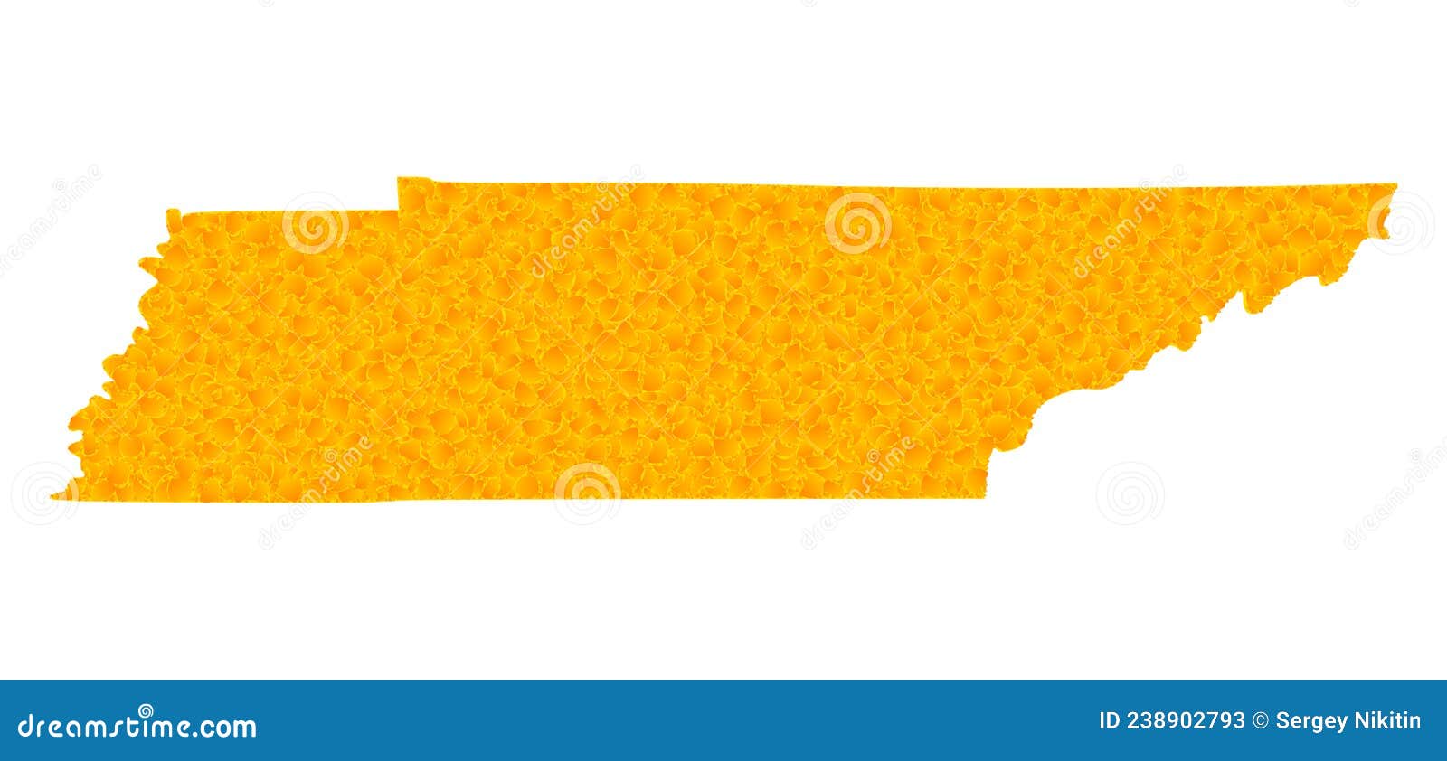Gold Vector Map of Tennessee State Stock Vector - Illustration of ...