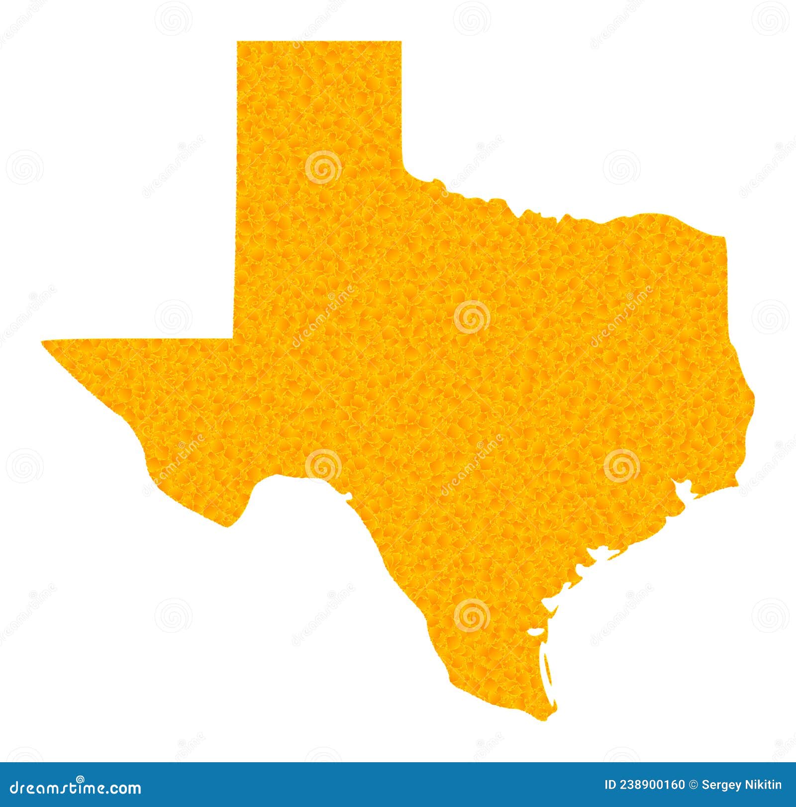 Gold Vector Map of Texas State Stock Vector - Illustration of yellow ...