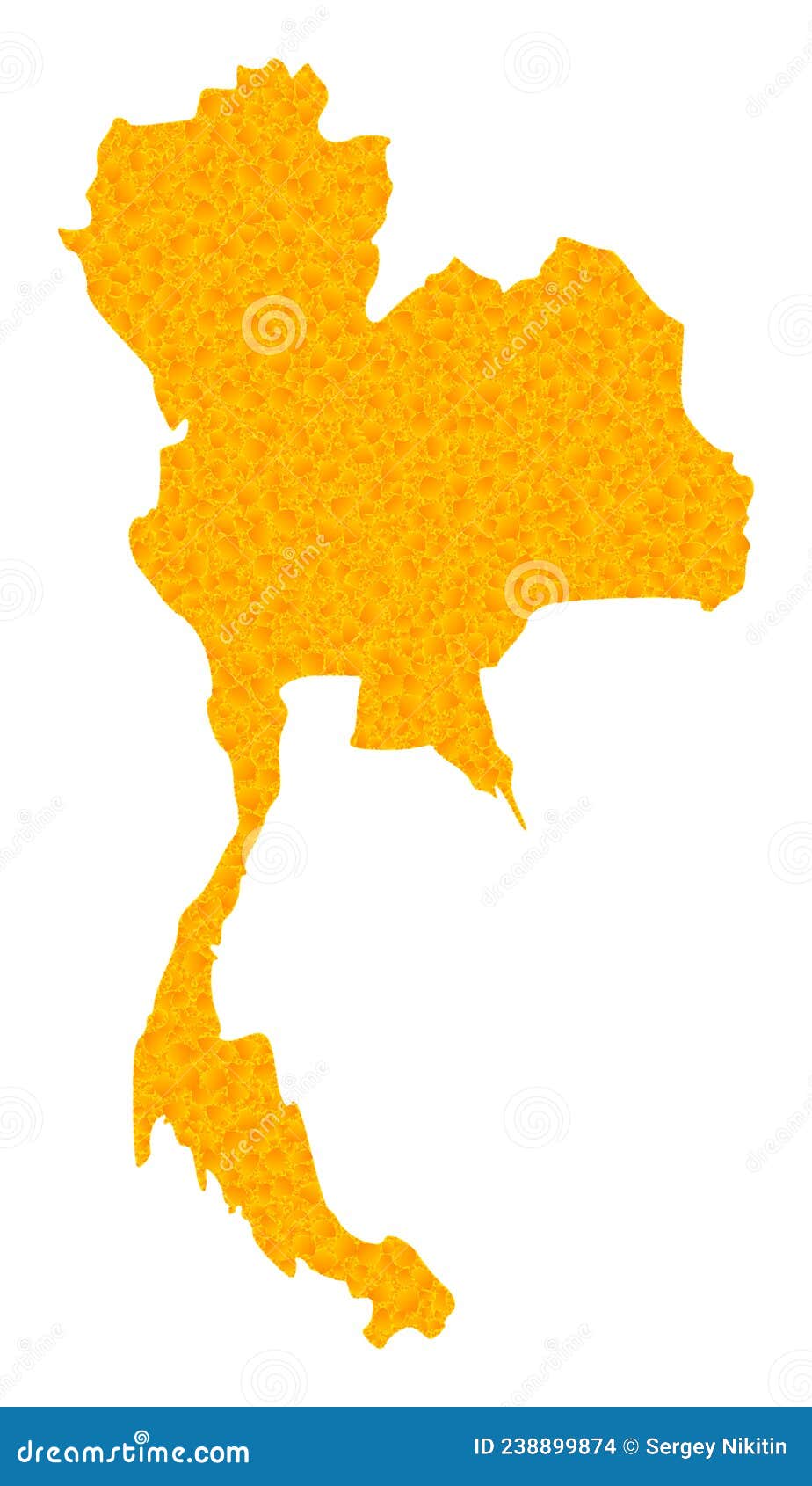 Gold Vector Map of Thailand Stock Vector - Illustration of asian ...