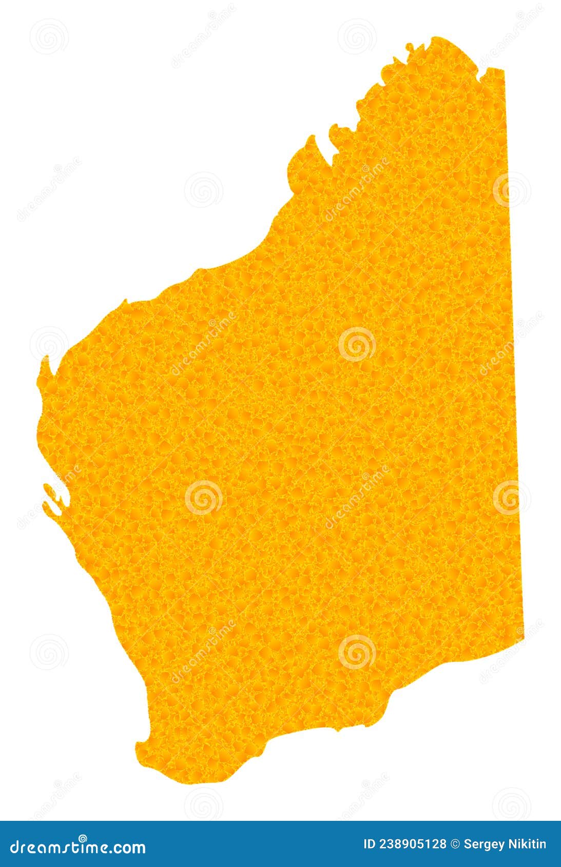 Gold Vector Map of Western Australia Stock Vector - Illustration of ...