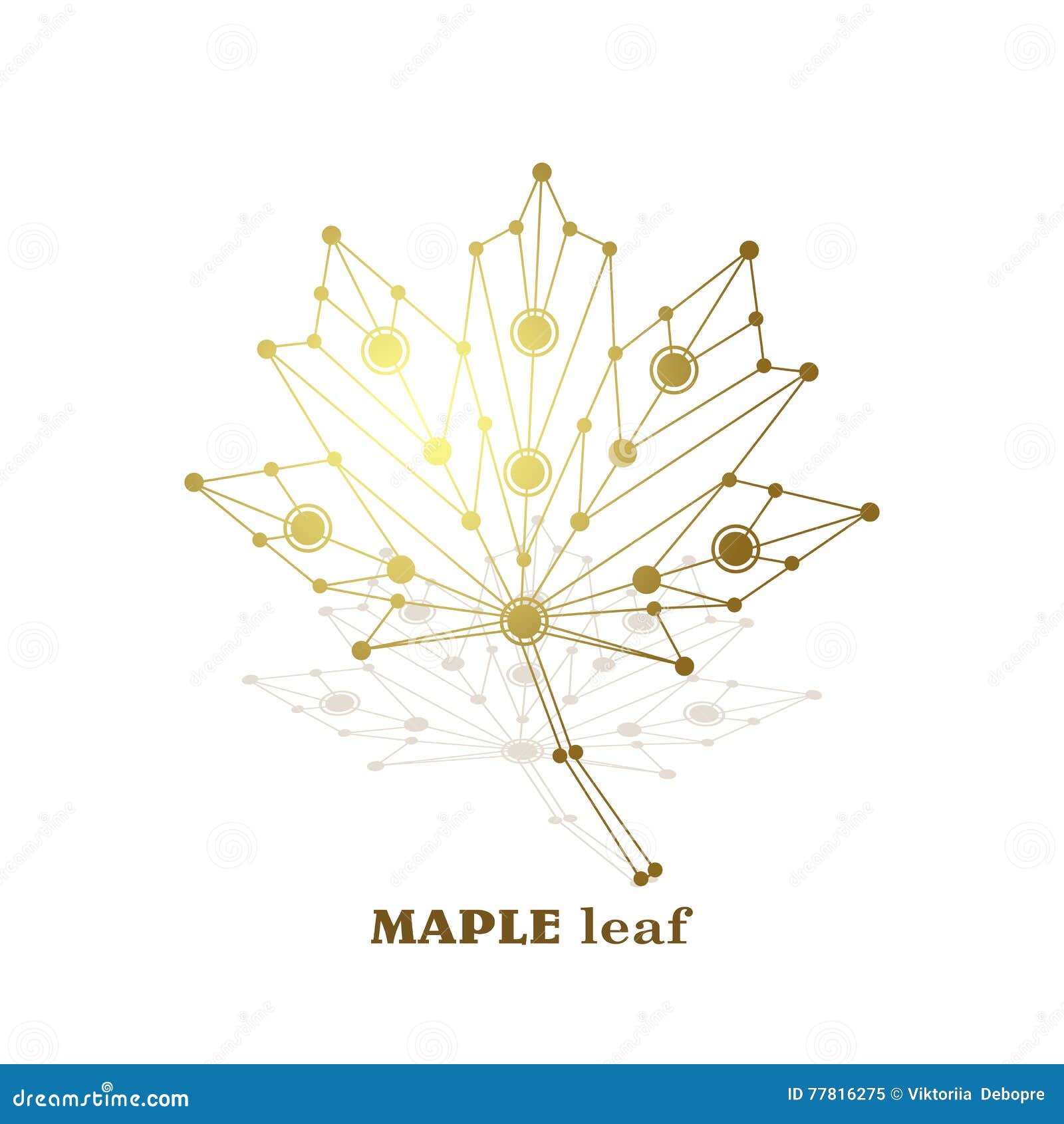 Vector Maple Leaf With Red Triangles Texture. Tree Leave Silhouette On ...