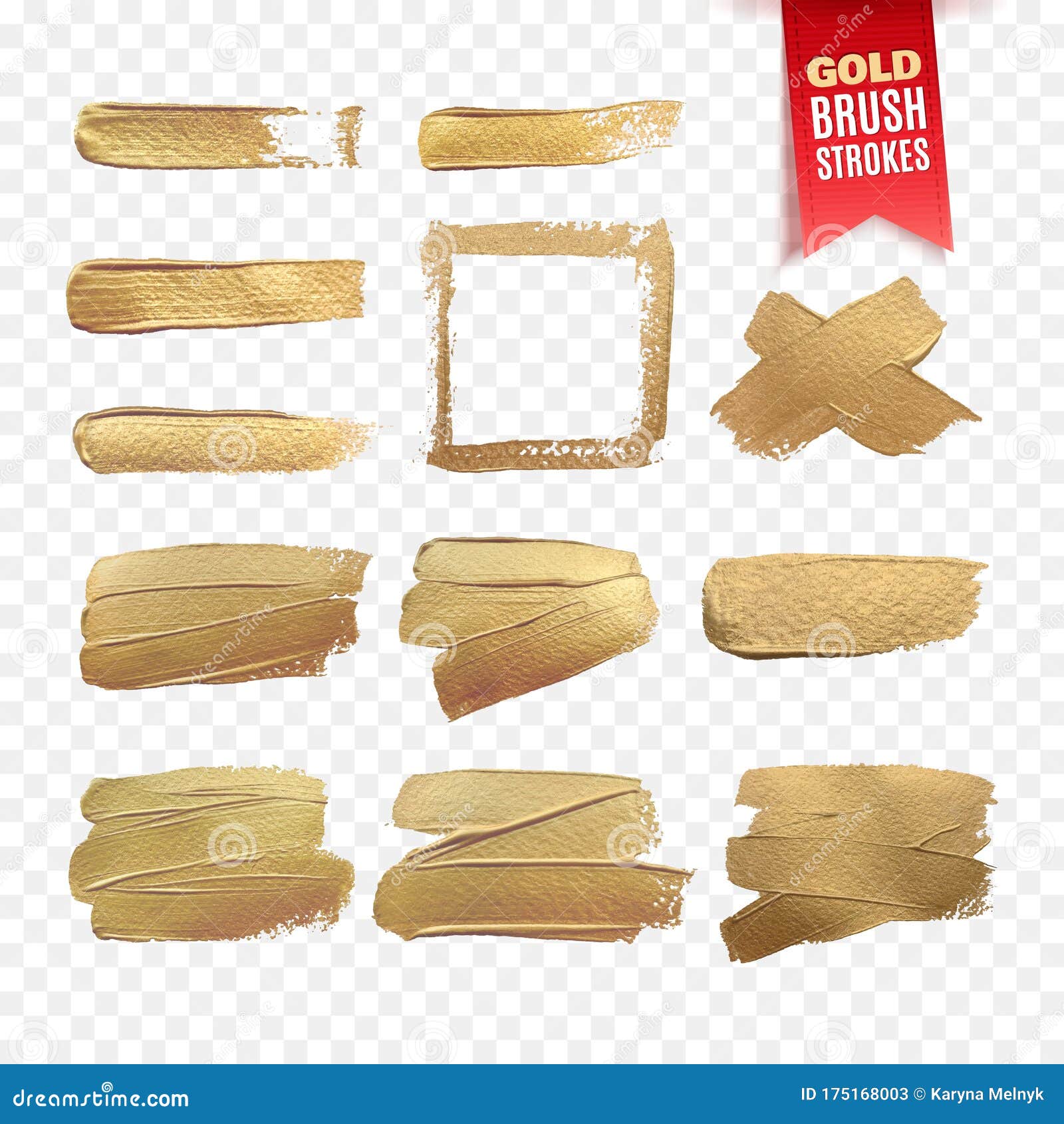 Vector Gold Paint Brush Strokes Template Stock Vector - Illustration of ...