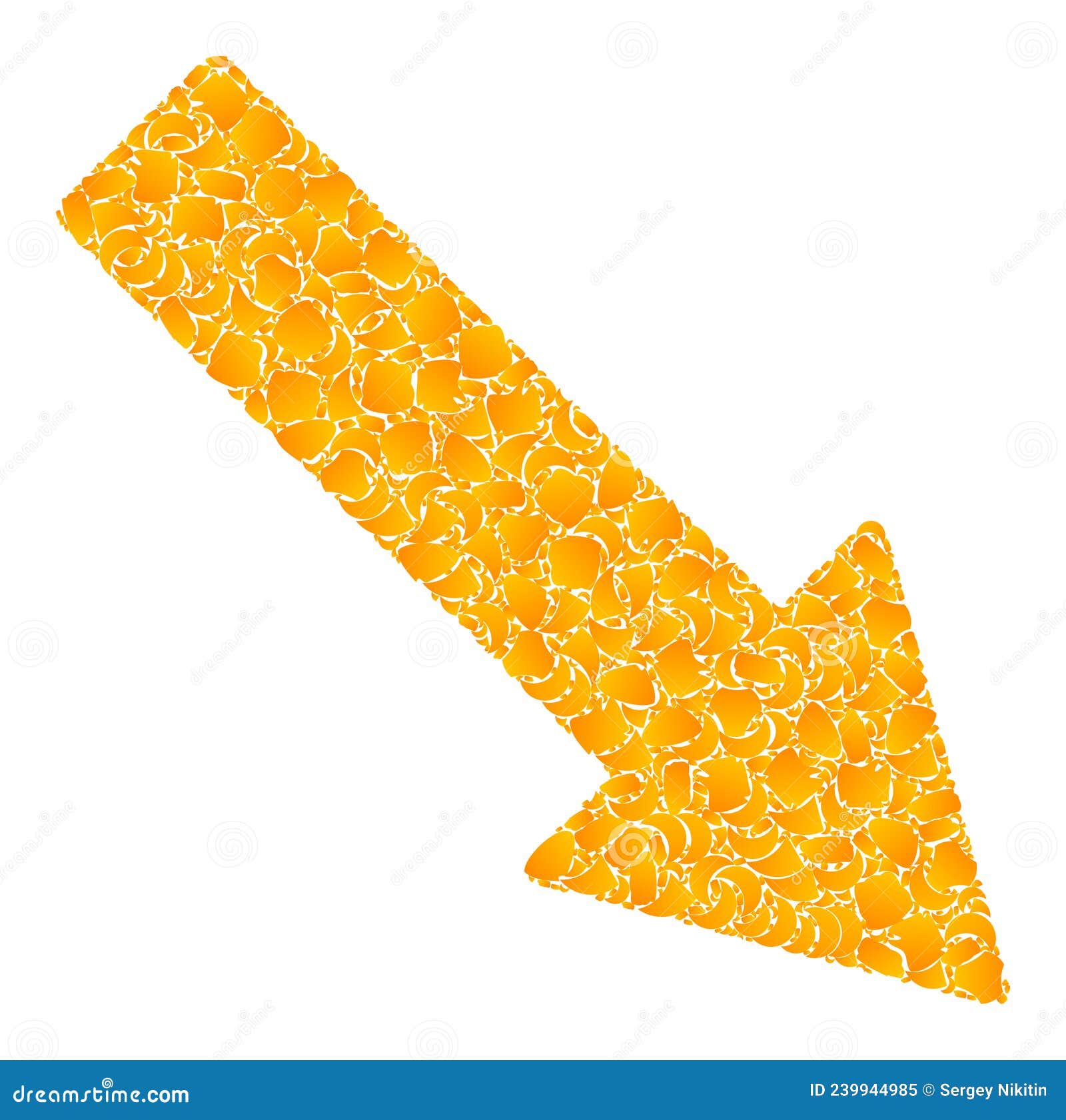 Gold Vector Right Down Arrow Mosaic Icon Stock Vector - Illustration of ...
