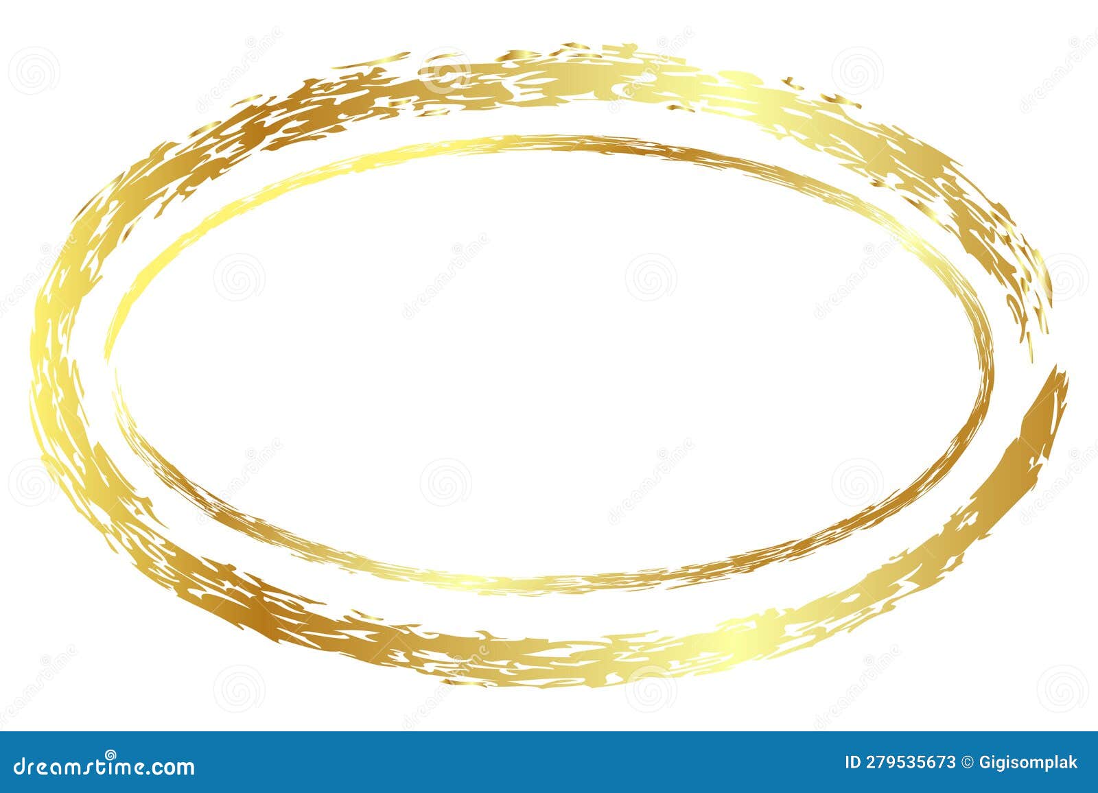 Gold Golden Vector Simple Double Line Oval Frame from Crayon, at White ...