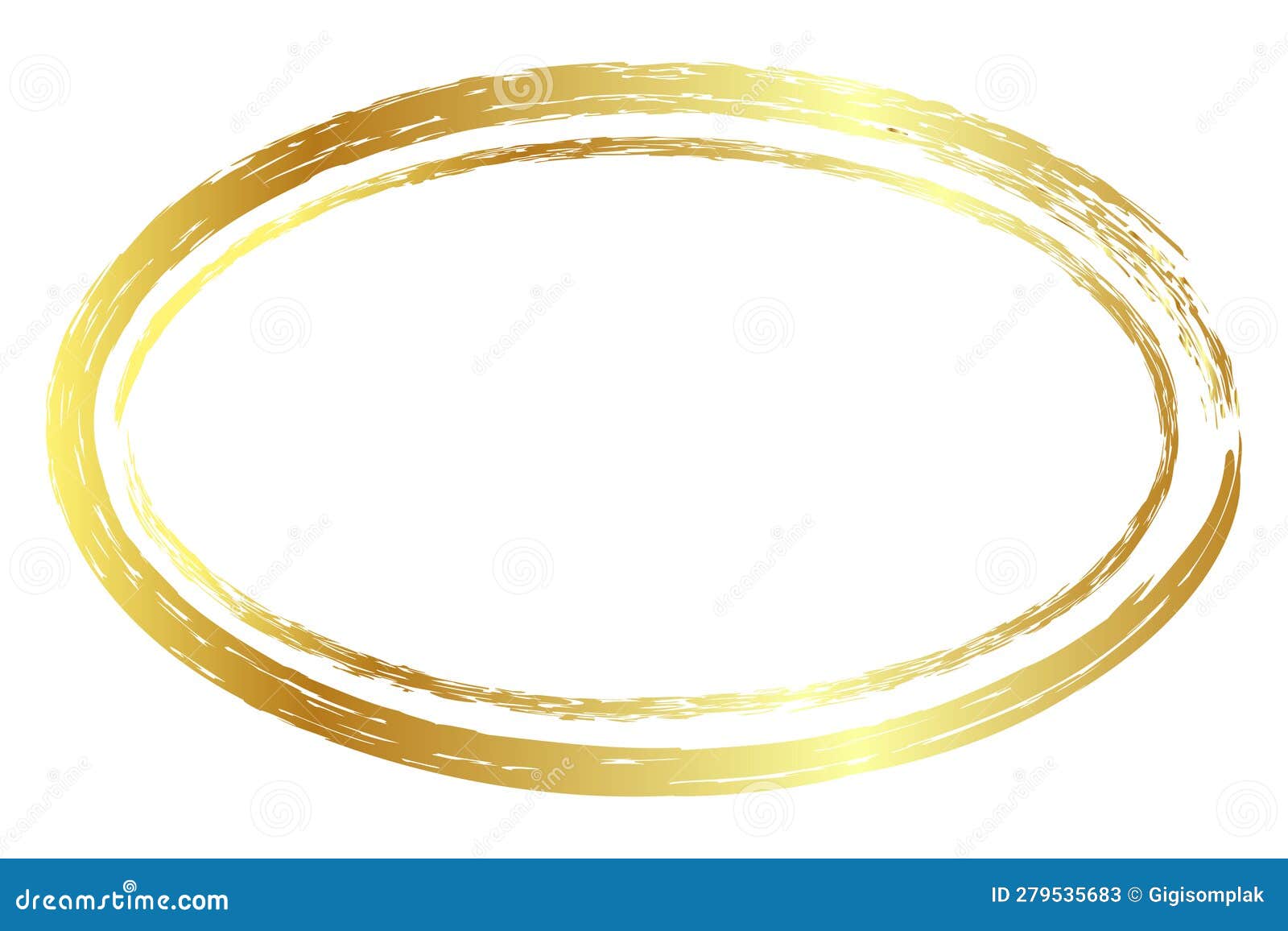 Gold Golden Vector Simple Double Line Oval Frame from Crayon, at White ...