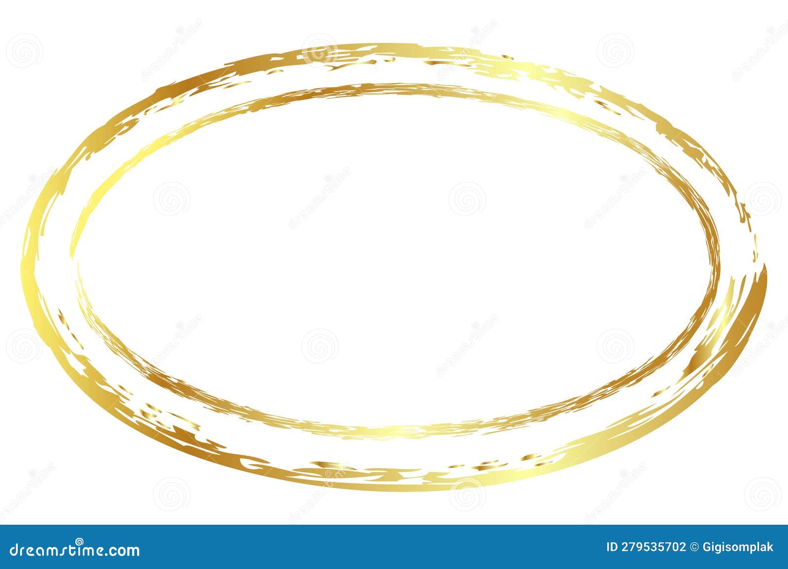 Gold Golden Vector Simple Double Line Oval Frame from Crayon, at White ...