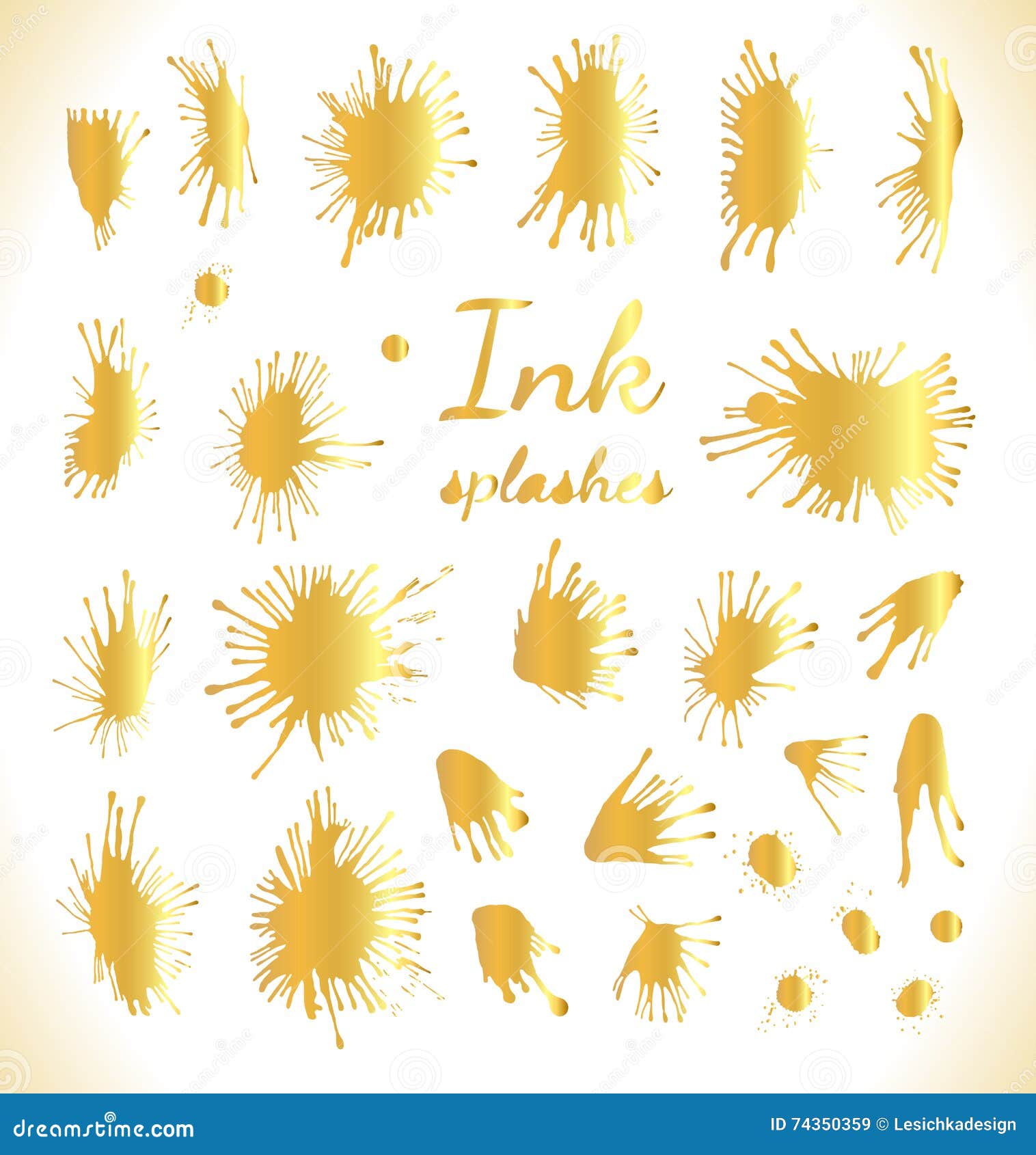 Gold vector splashes set stock vector. Illustration of golden - 74350359