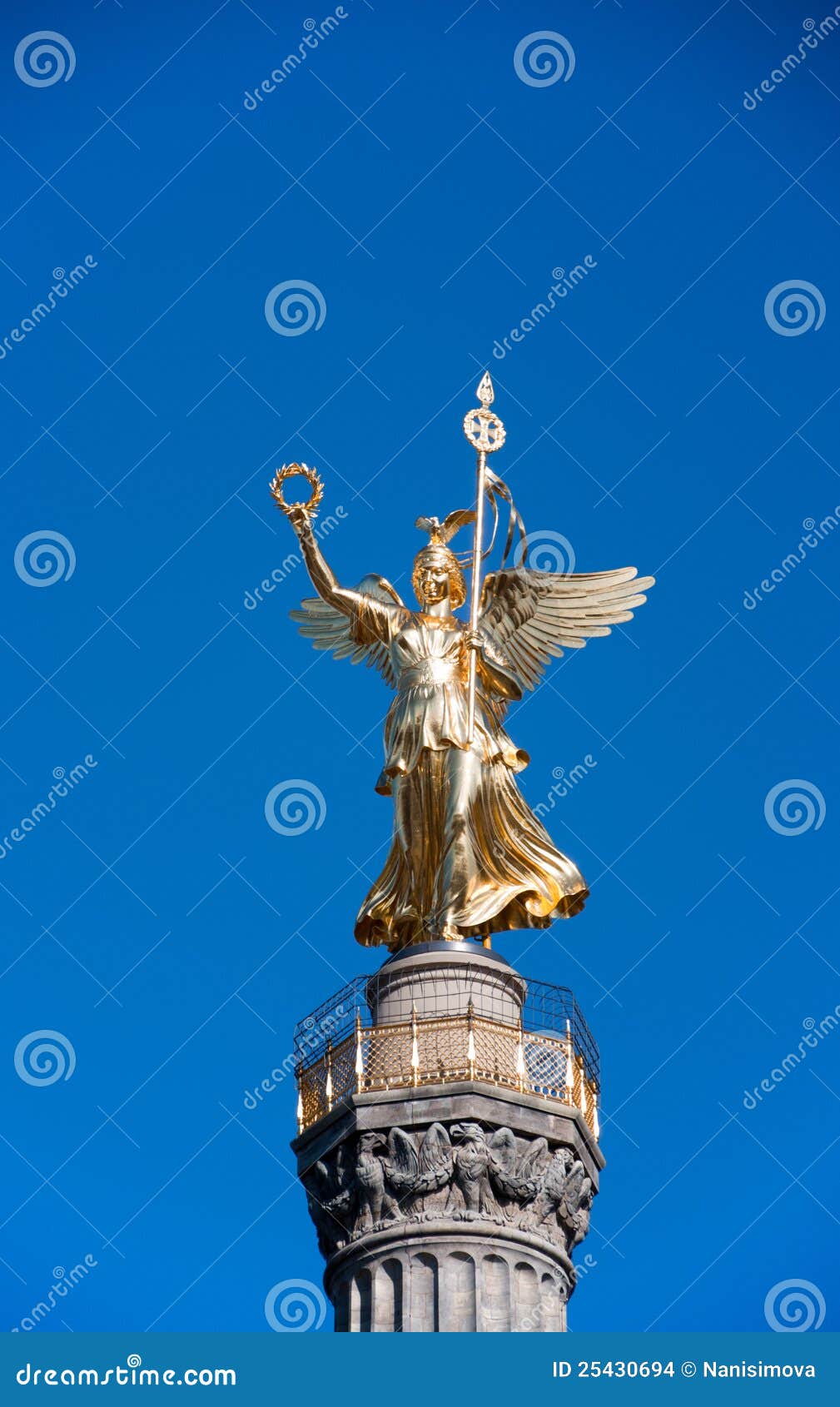 Gold Victory Column stock photo. Image of attraction - 25430694