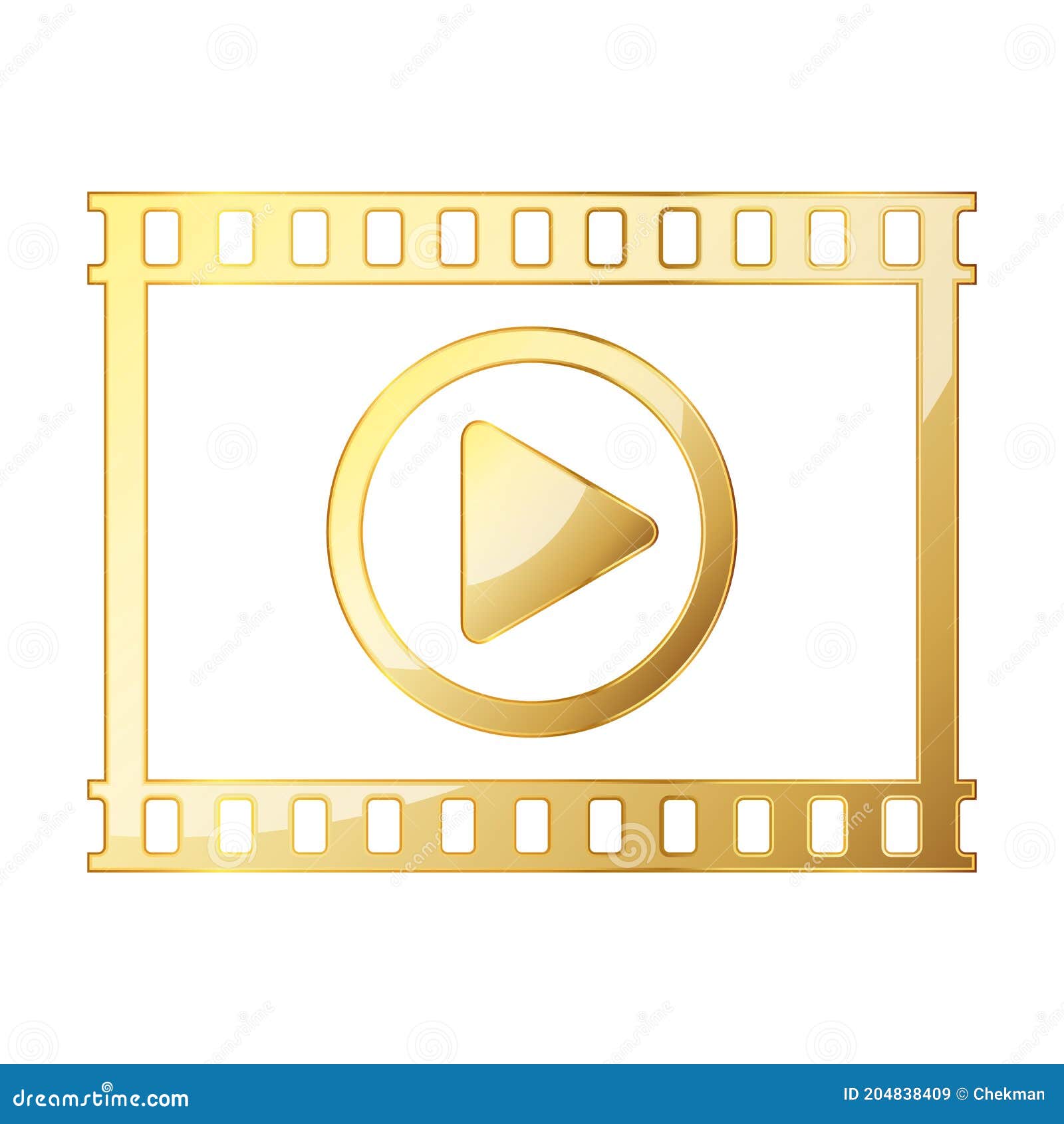 Gold Video Play Button. Play Icon Isolated Stock Illustration ...