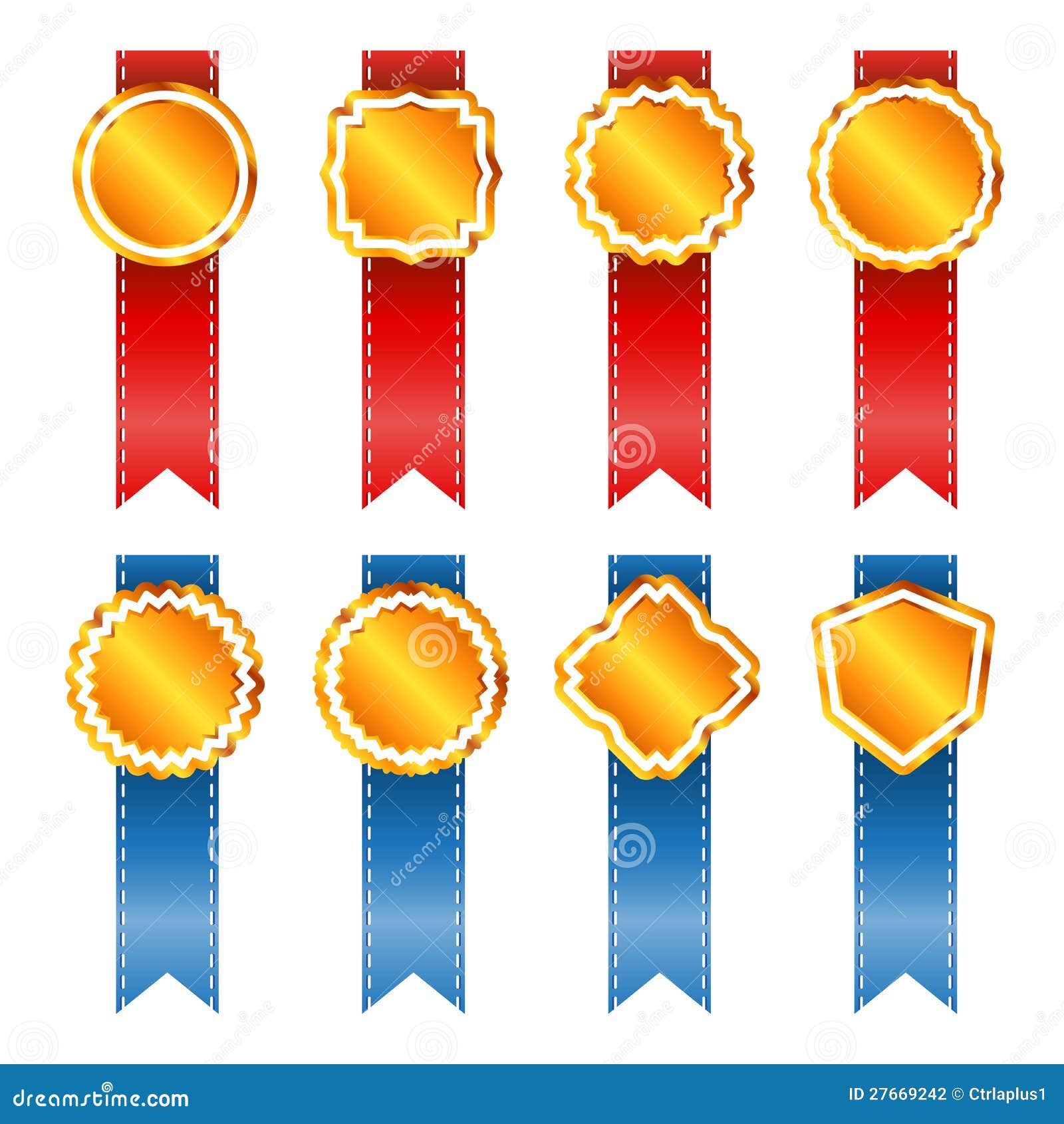 Gold Vintage Badges with Ribbon. Stock Vector - Illustration of retro ...