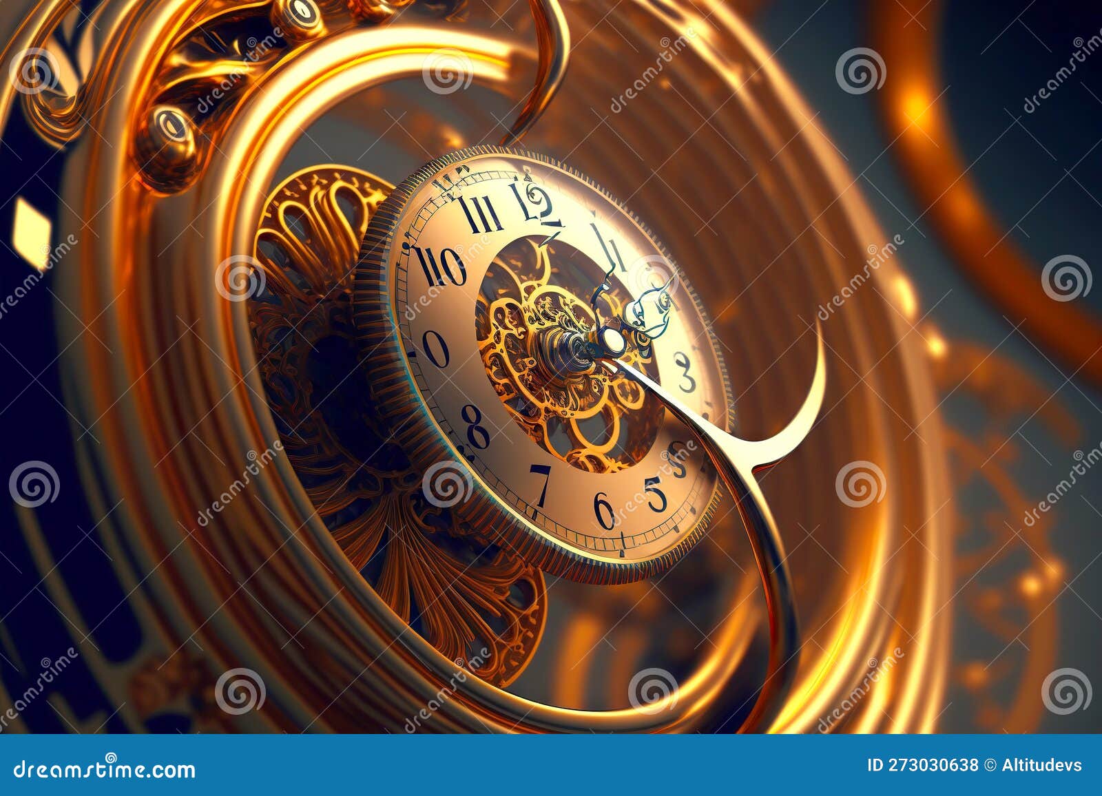 Gold Vintage Clockwork with Dial with Hands in Center Stock ...