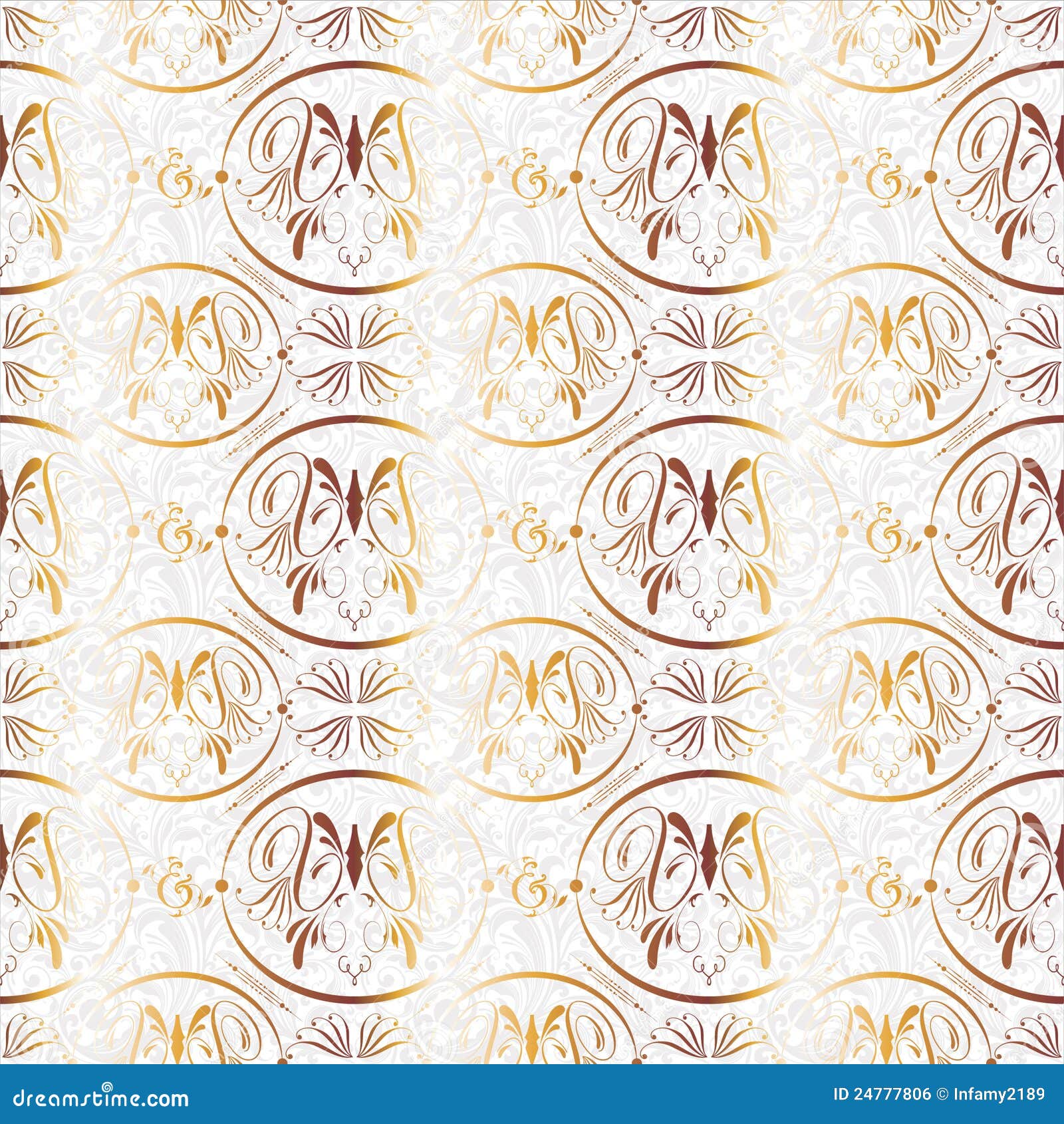 Gold Vintage Floral Seamless Pattern Stock Illustration - Illustration ...