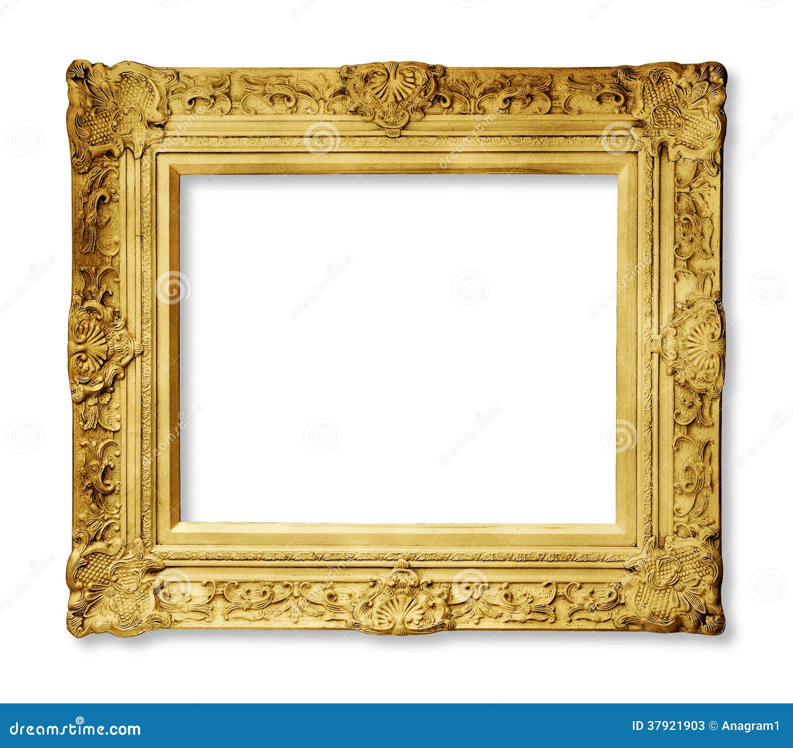 Gold Vintage Frame Isolated Stock Image - Image of design, mirror: 37921903
