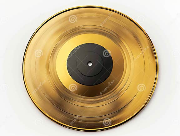 A Gold Vinyl Record on a White Background Stock Photo - Image of record ...