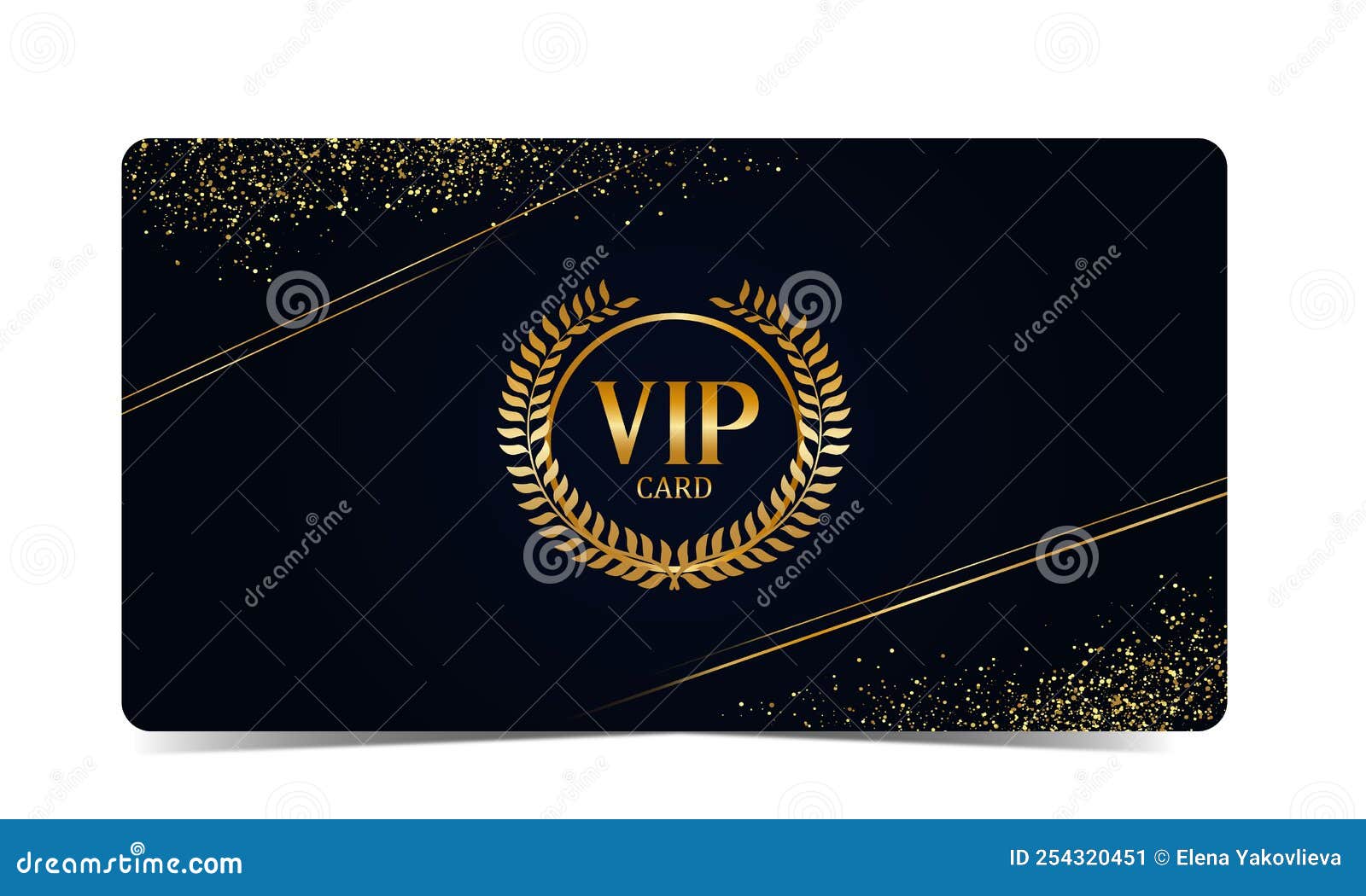 Gold VIP Card with Laurel and Glitter. Vector Illustration Stock Vector ...