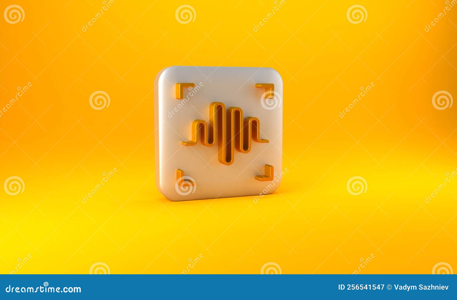 Gold Voice Recognition Icon Isolated on Yellow Background. Voice ...