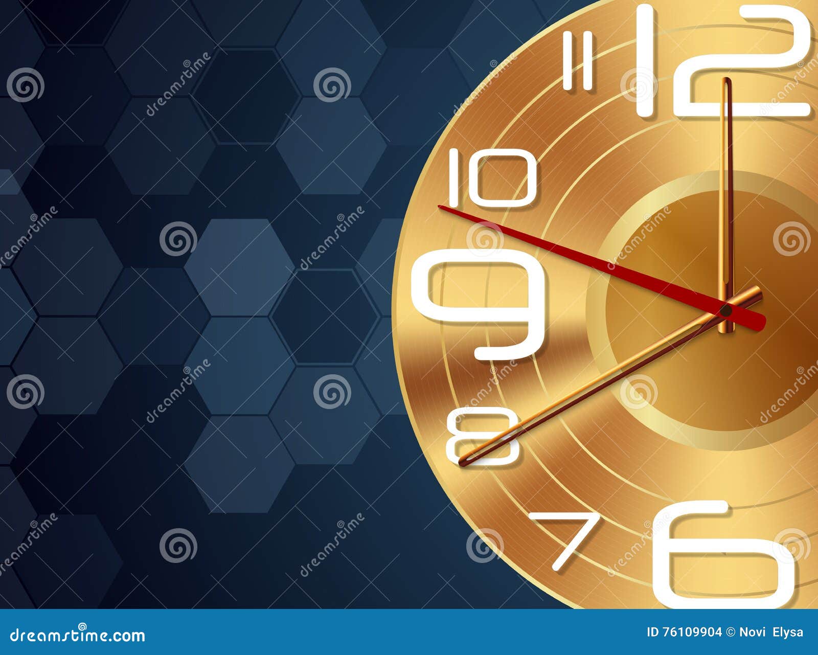 Gold wall Clock stock vector. Illustration of clock, face - 76109904