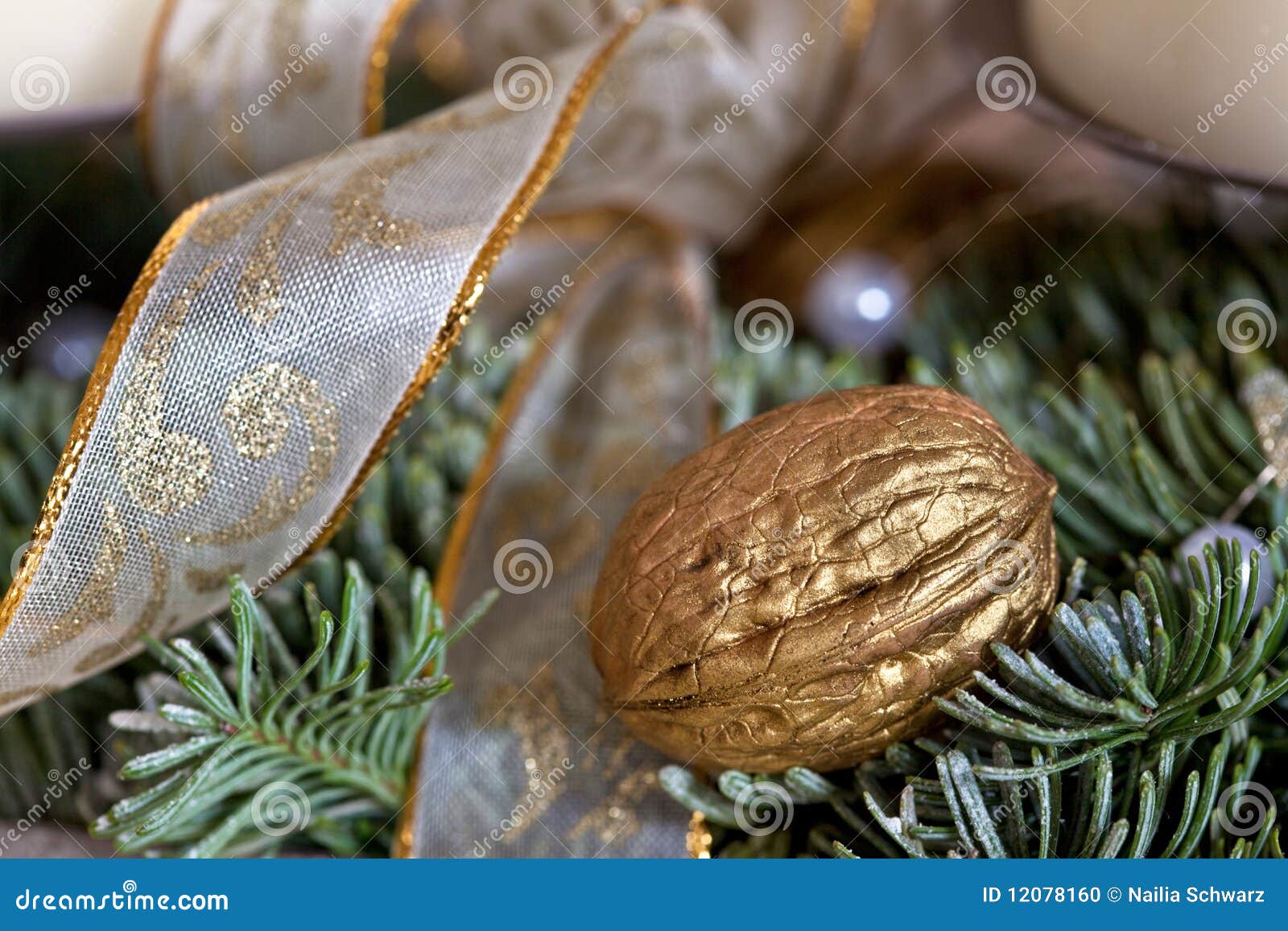 Gold Walnut Advent Decoration Stock Photo - Image of ball, celebrate ...