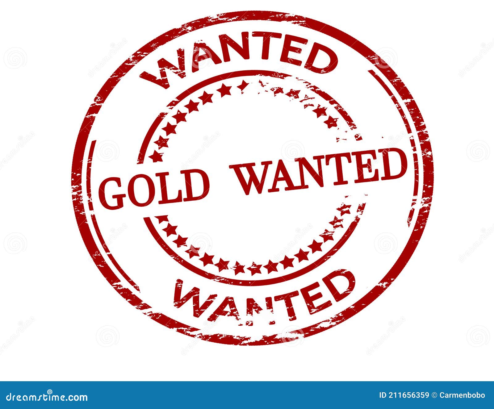 Red Stamp with Text Gold Wanted Stock Vector - Illustration of concept ...