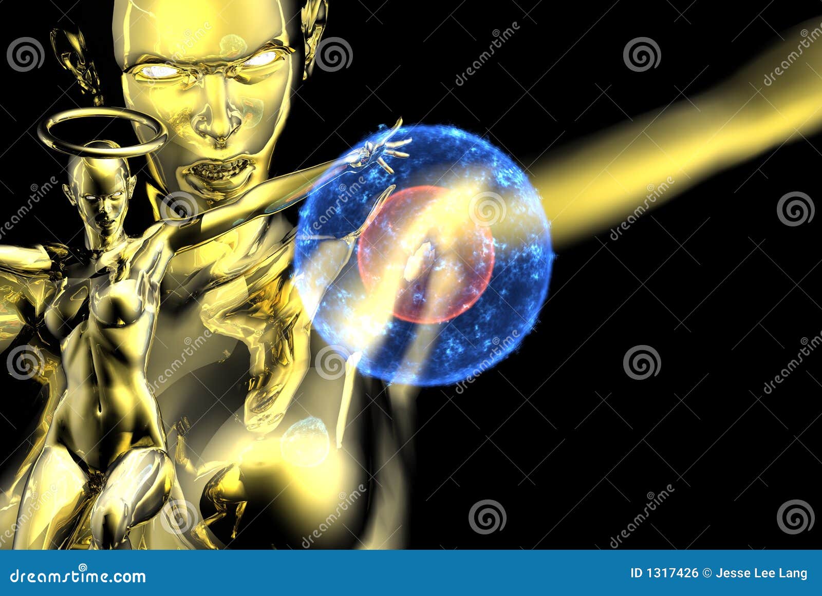 A gold warrior angel stock illustration. Illustration of magic - 1317426