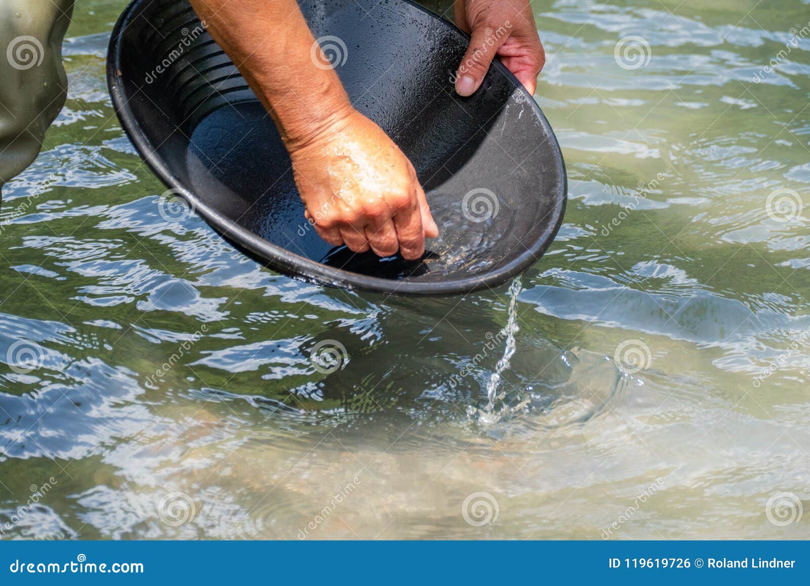 Gold washing in the river stock photo. Image of prospector - 119619726