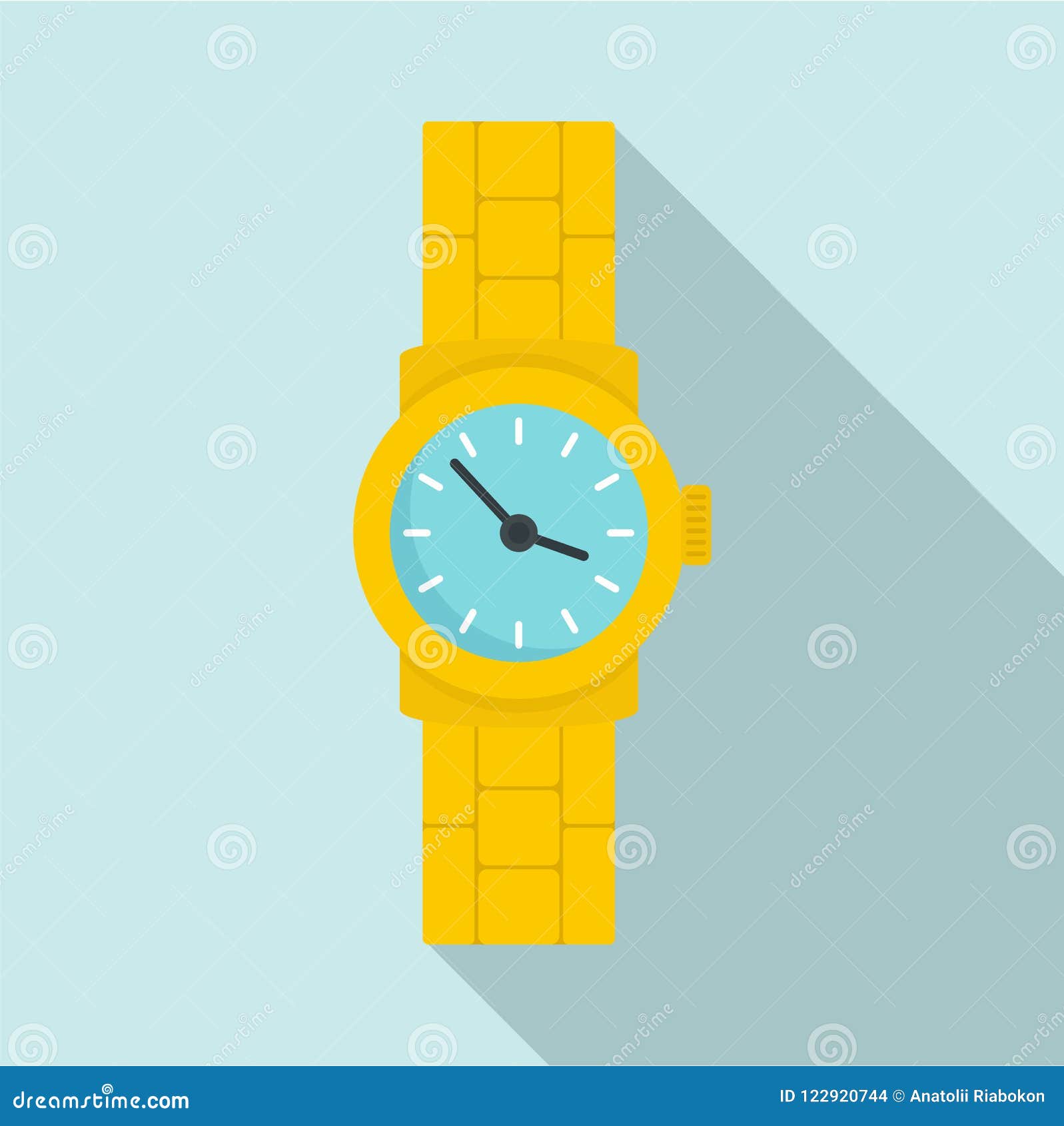 Gold Watch Icon, Flat Style Stock Vector - Illustration of marketing ...
