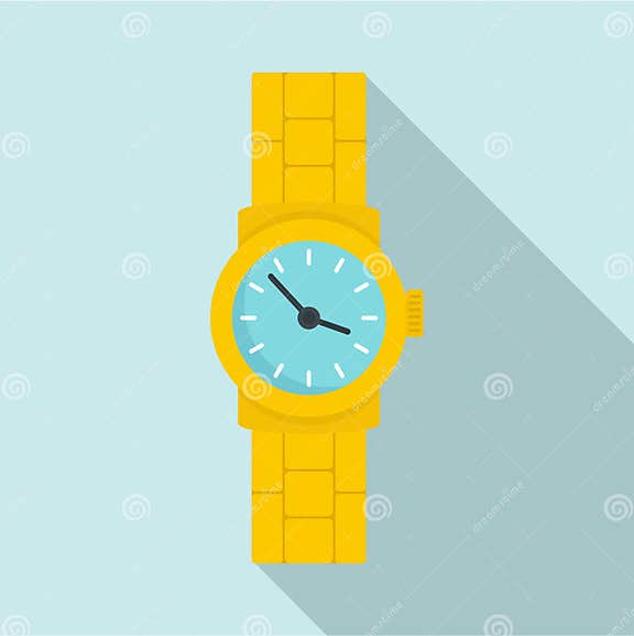 Gold Watch Icon, Flat Style Stock Vector - Illustration of marketing ...