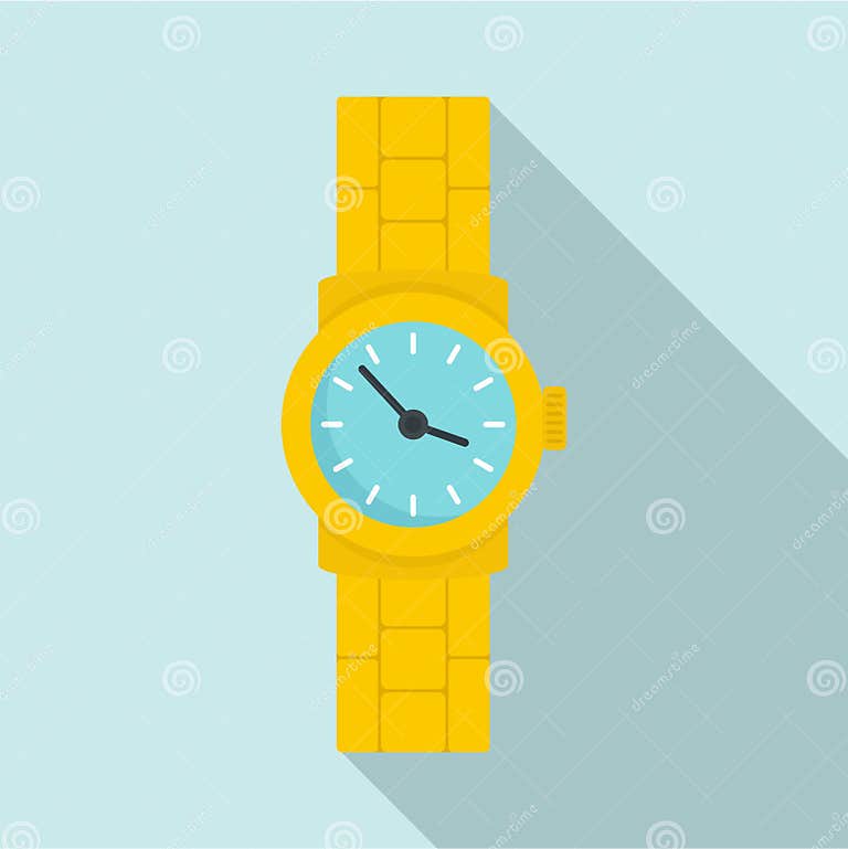 Gold Watch Icon, Flat Style Stock Vector - Illustration of marketing ...