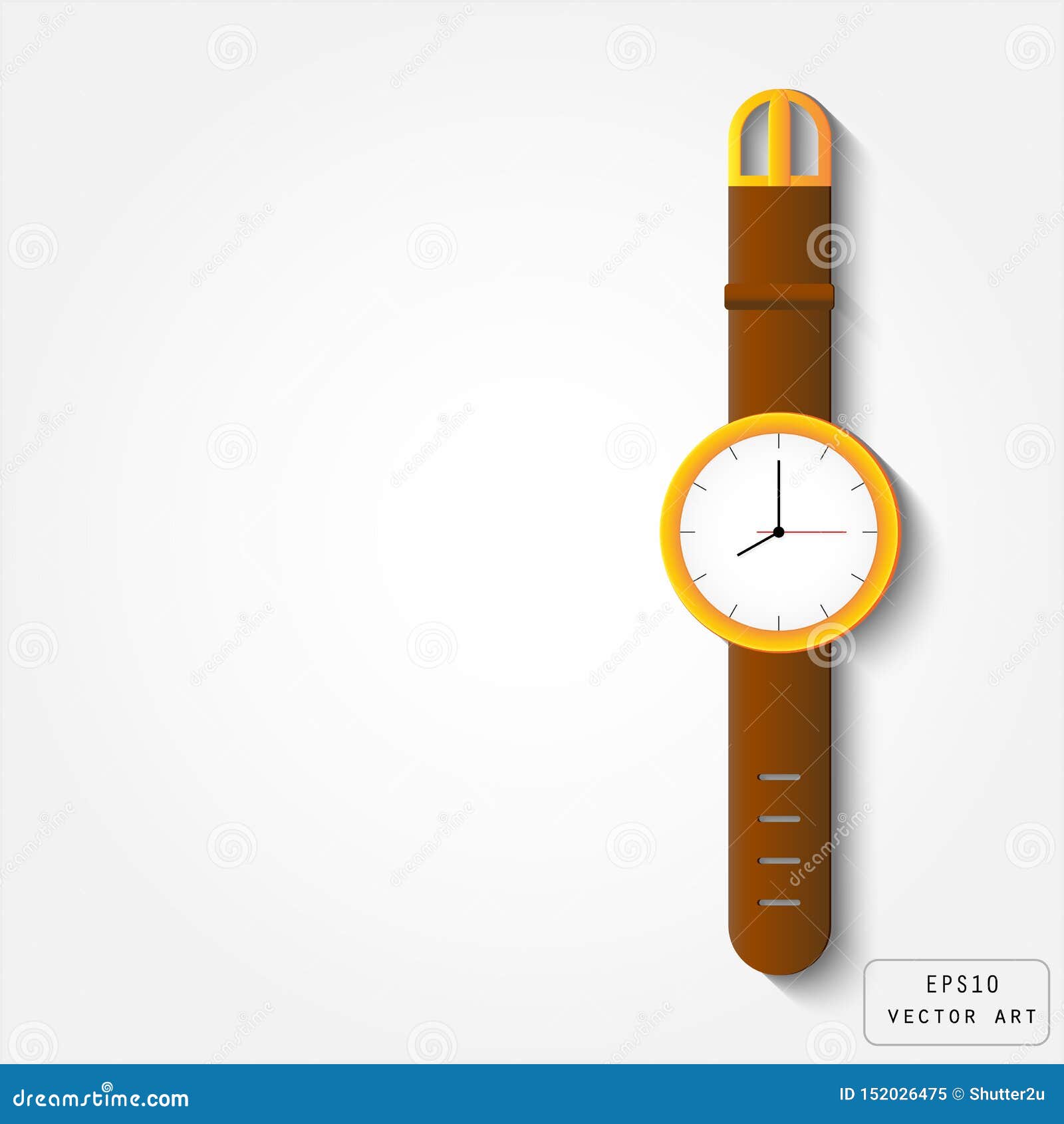 Gold Watch with Leather Strap Stock Vector - Illustration of jewelry ...