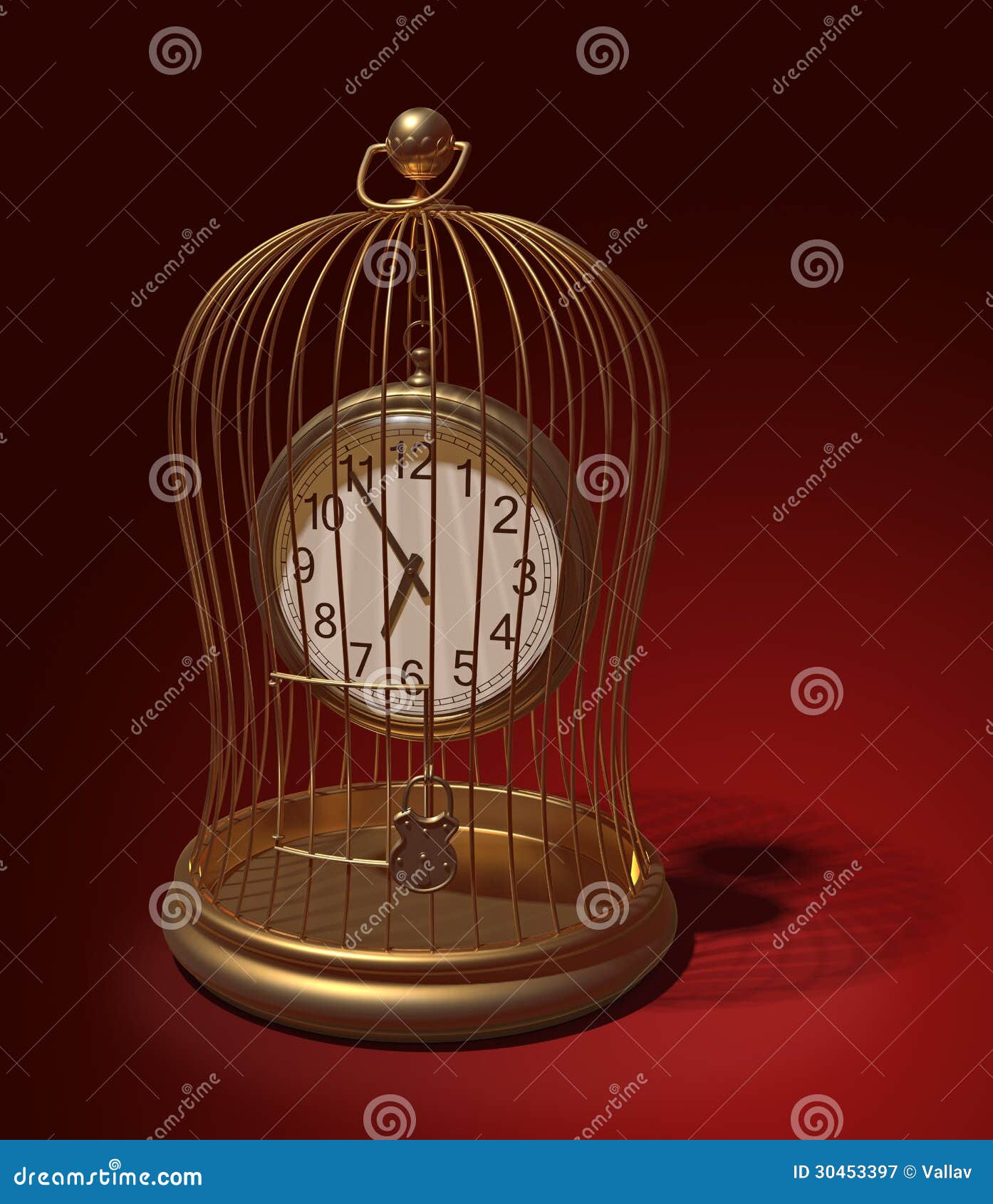 The Gold Watch Locked in a Cage Stock Illustration - Illustration of ...