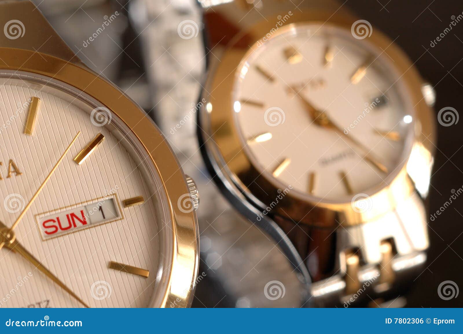Gold Watches, Coins, Gears And Magnifying Glass Royalty-Free Stock ...