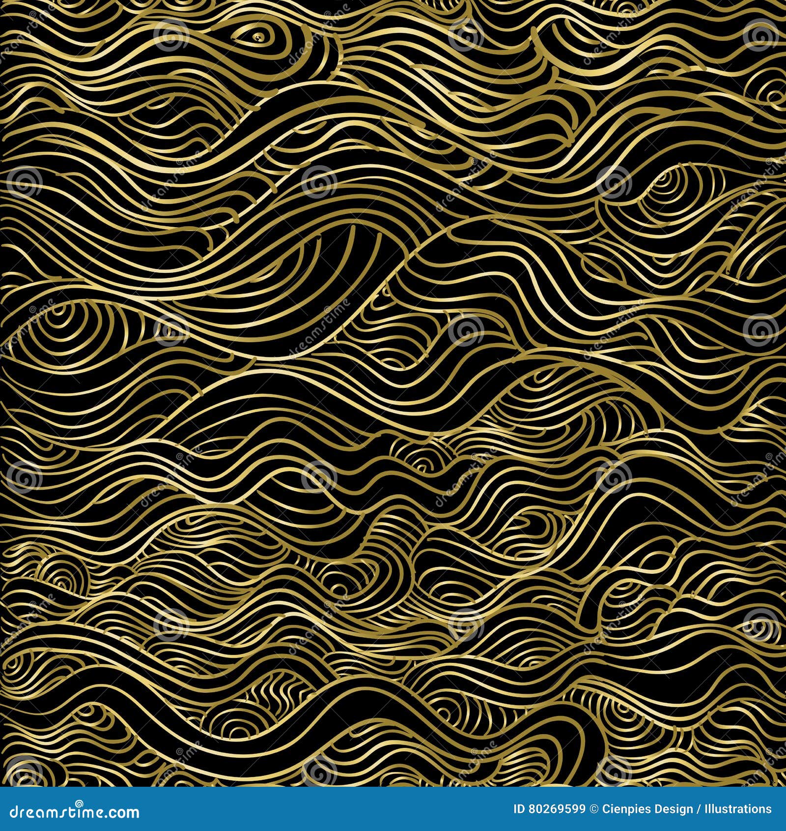 Gold Wave Abstract Luxury Seamless Pattern Stock Vector - Illustration ...