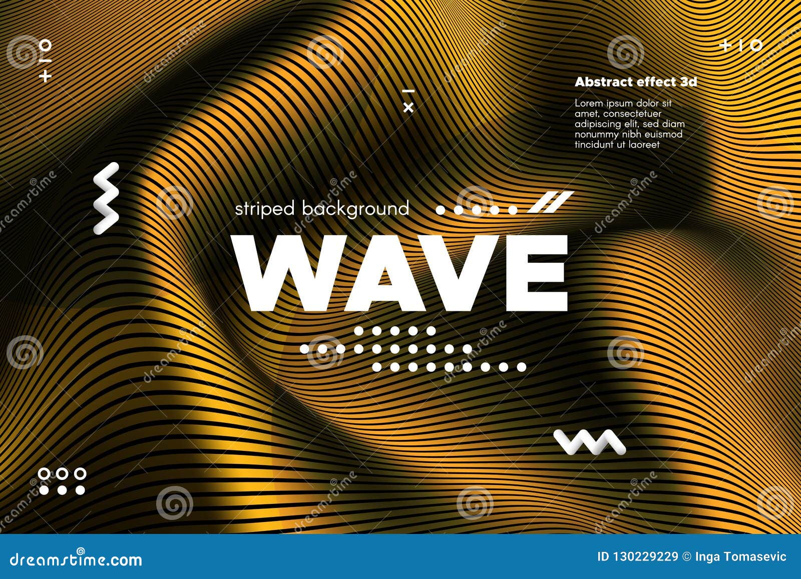 Gold Wave Banner with Distorted Lines. Stock Vector - Illustration of ...