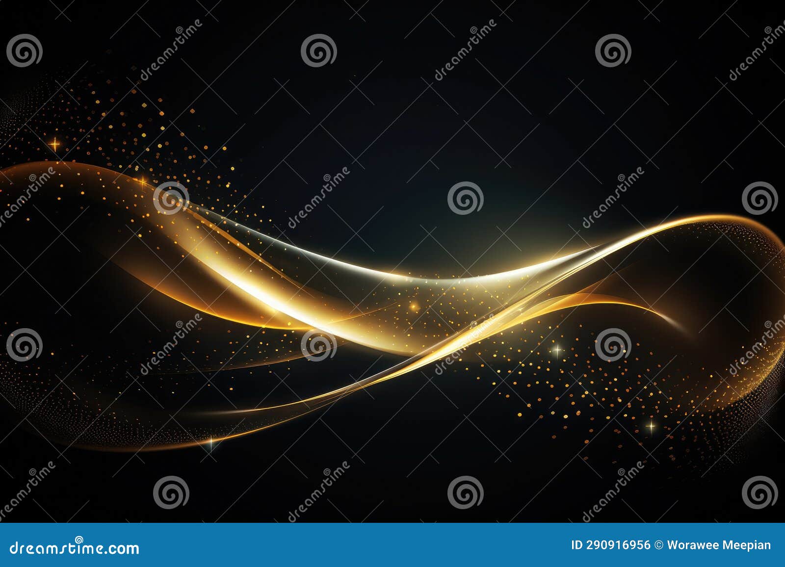 Gold Wave Line Abstract Background. Generative AI Stock Illustration ...