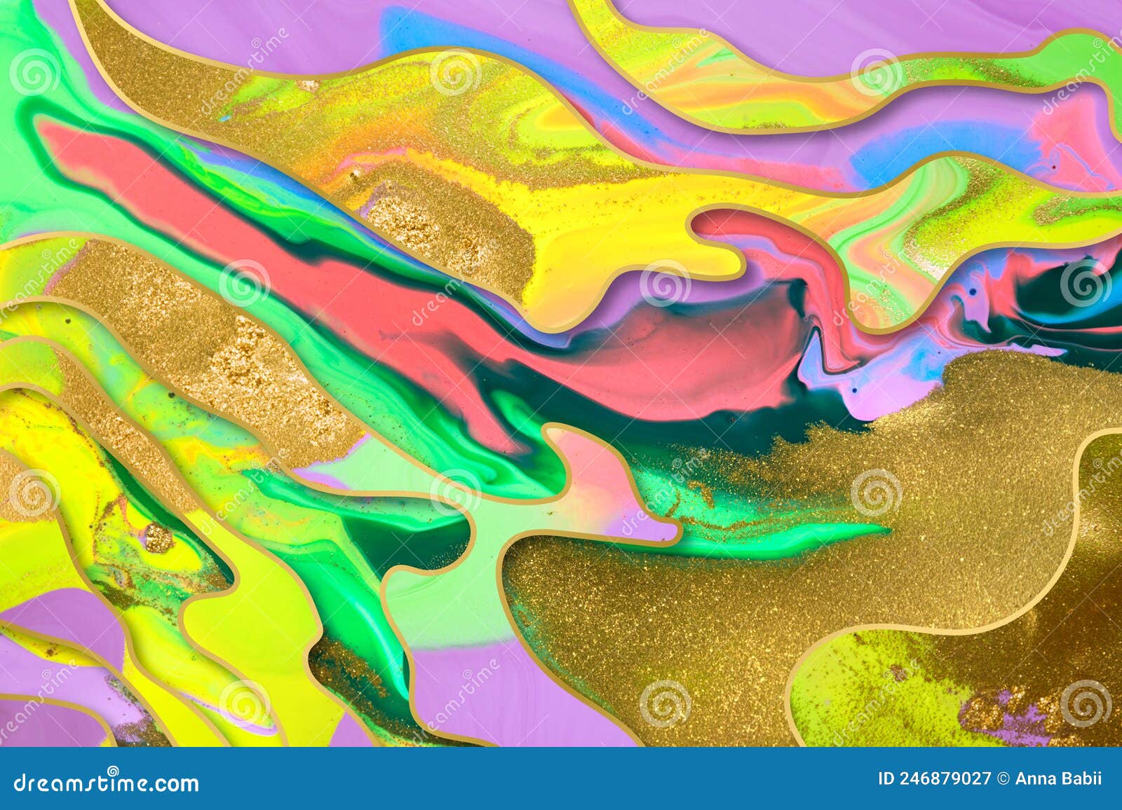 Gold Waves Layers Abstract Psychedelic Background Stock Image - Image ...