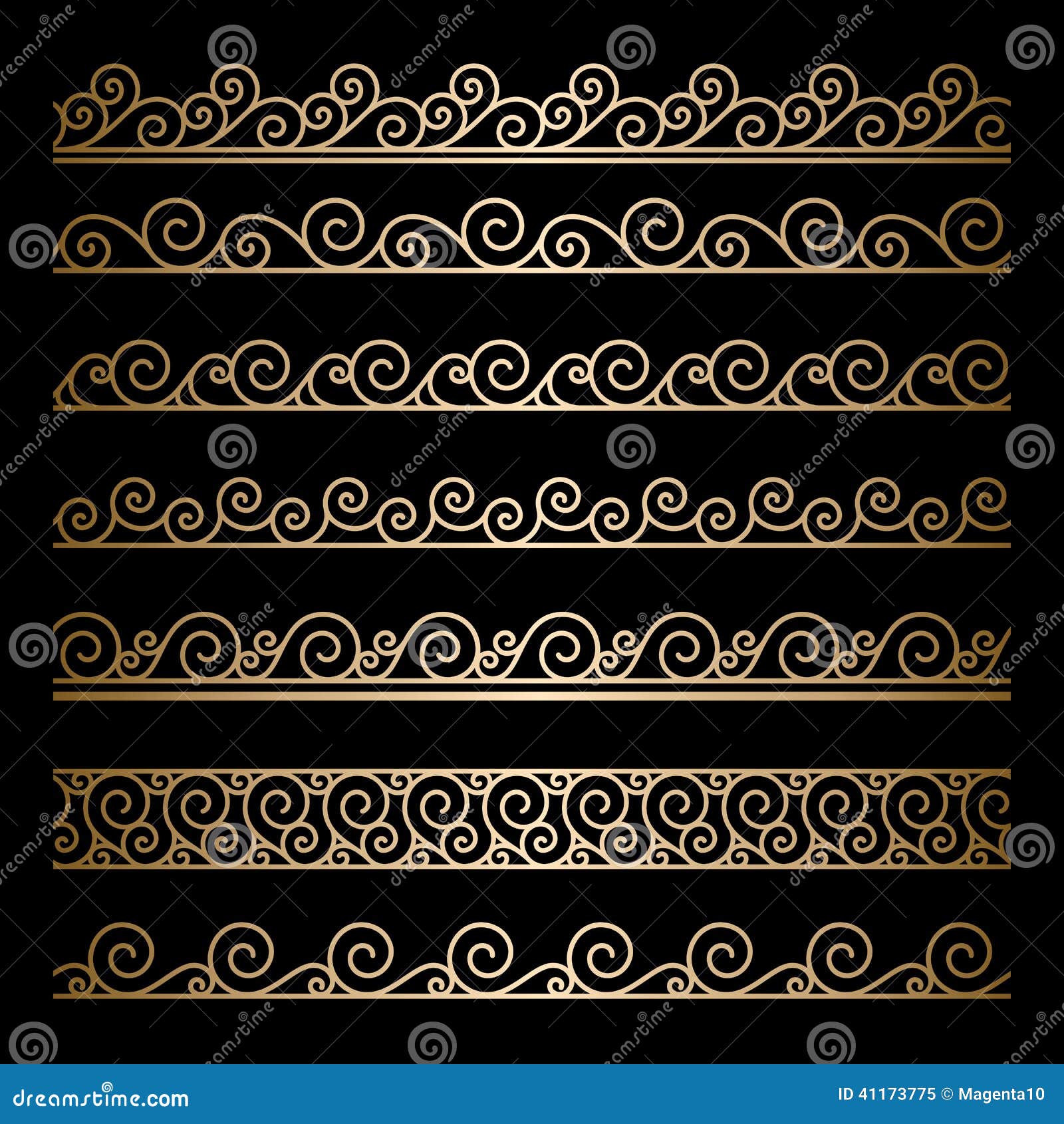 Gold wavy borders stock vector. Illustration of lacy - 41173775